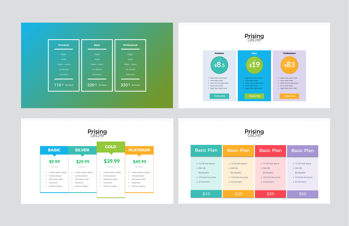 Prising Table Keynote Template #76154