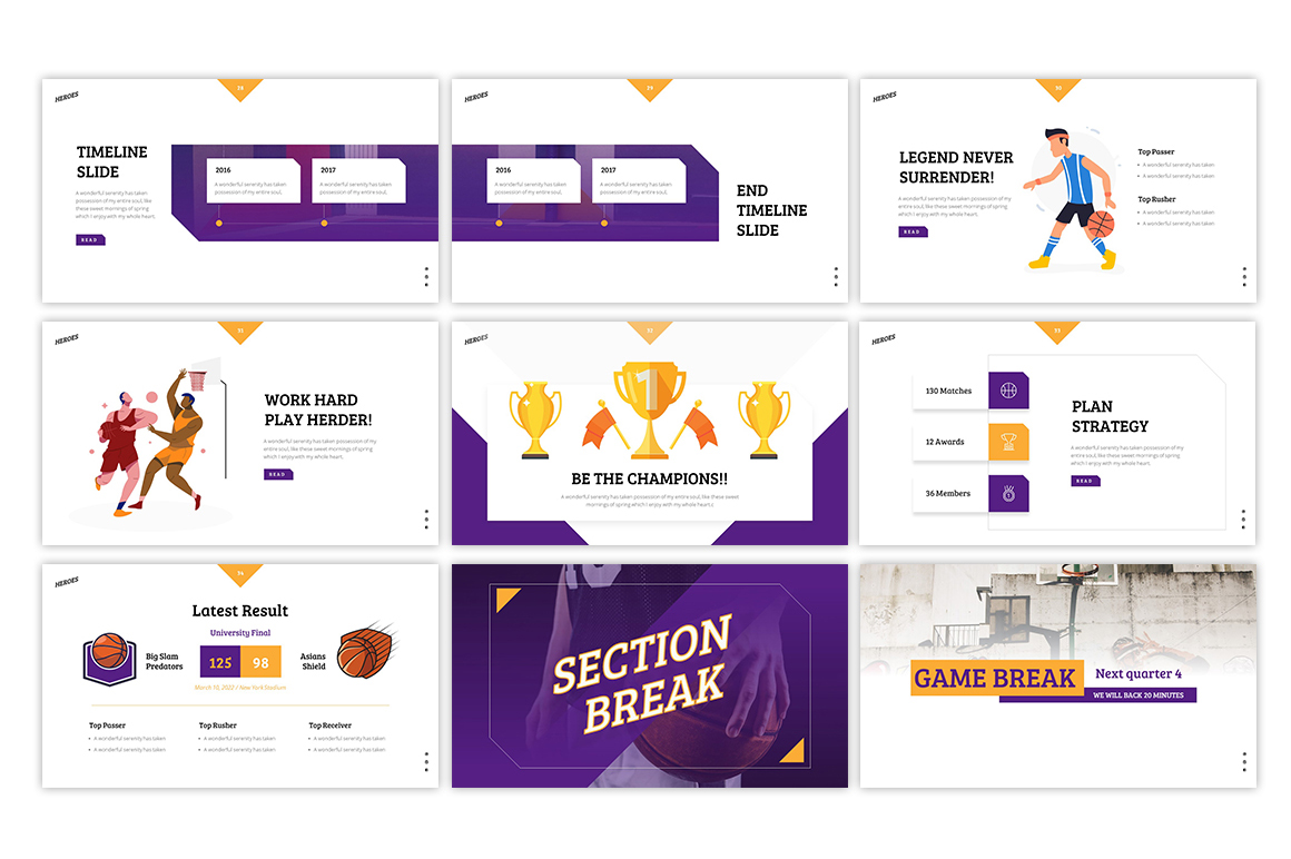 Heroes Creative Sport Presentation PowerPoint Template #89258