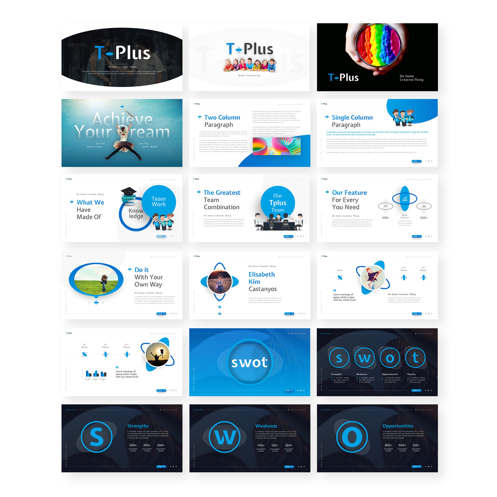 T-Plus Morph Creative PowerPoint template - TemplateMonster