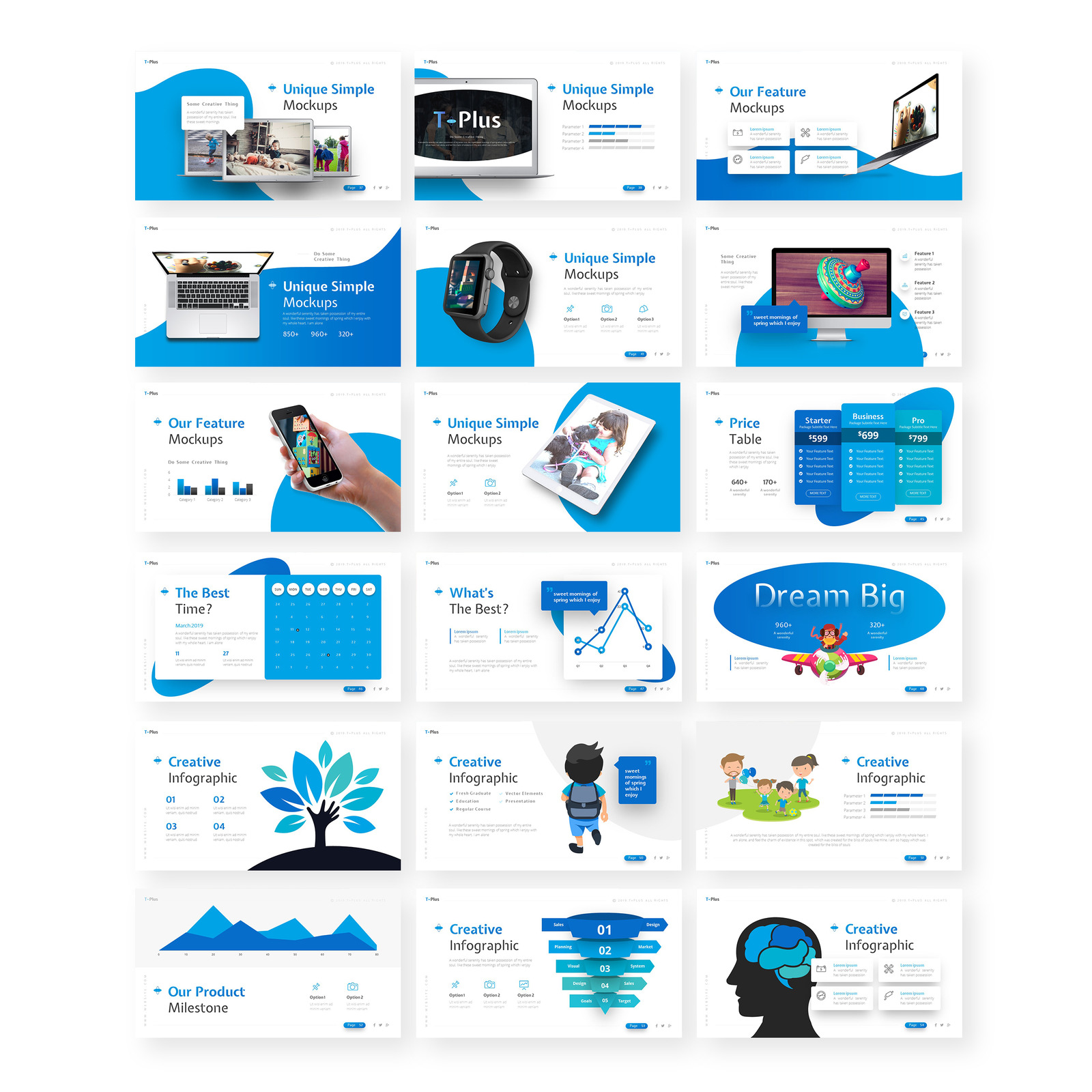 T-Plus Morph Creative PowerPoint template - TemplateMonster