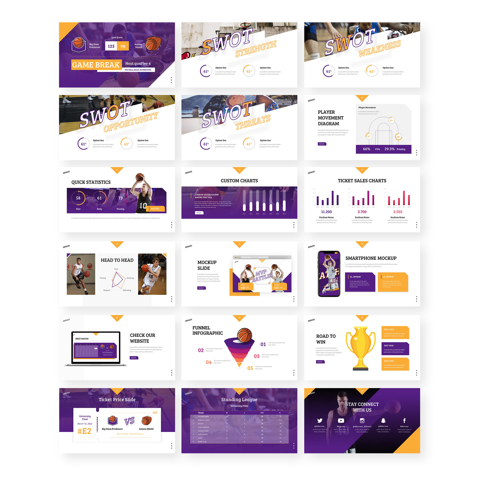 Heroes Creative Sport Presentation PowerPoint template