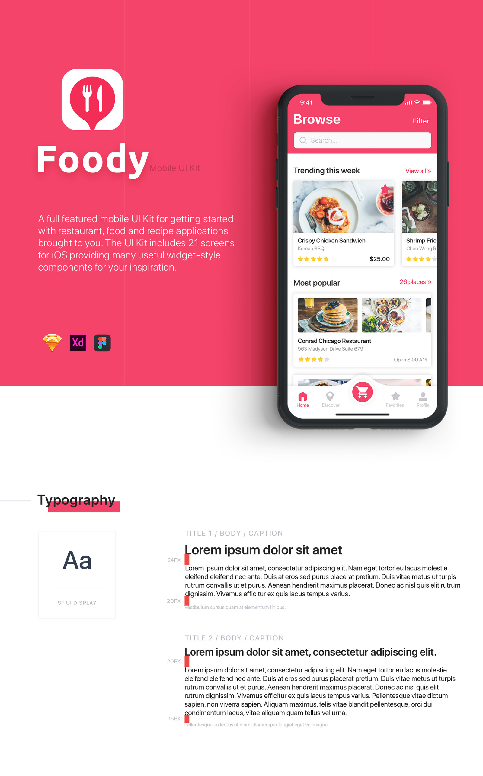 Foody - Food Mobile App UI Elements #76447 - TemplateMonster