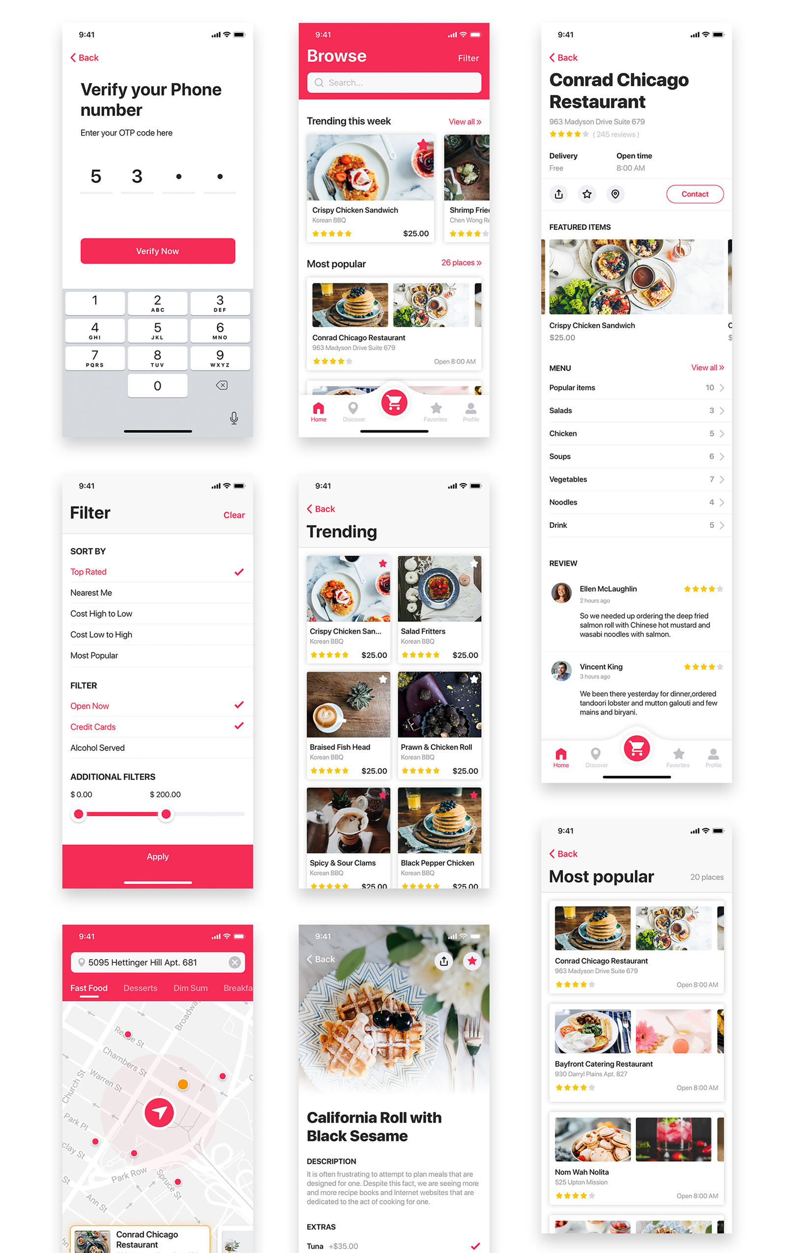 Foody - Food Mobile App UI Elements #76447 - TemplateMonster