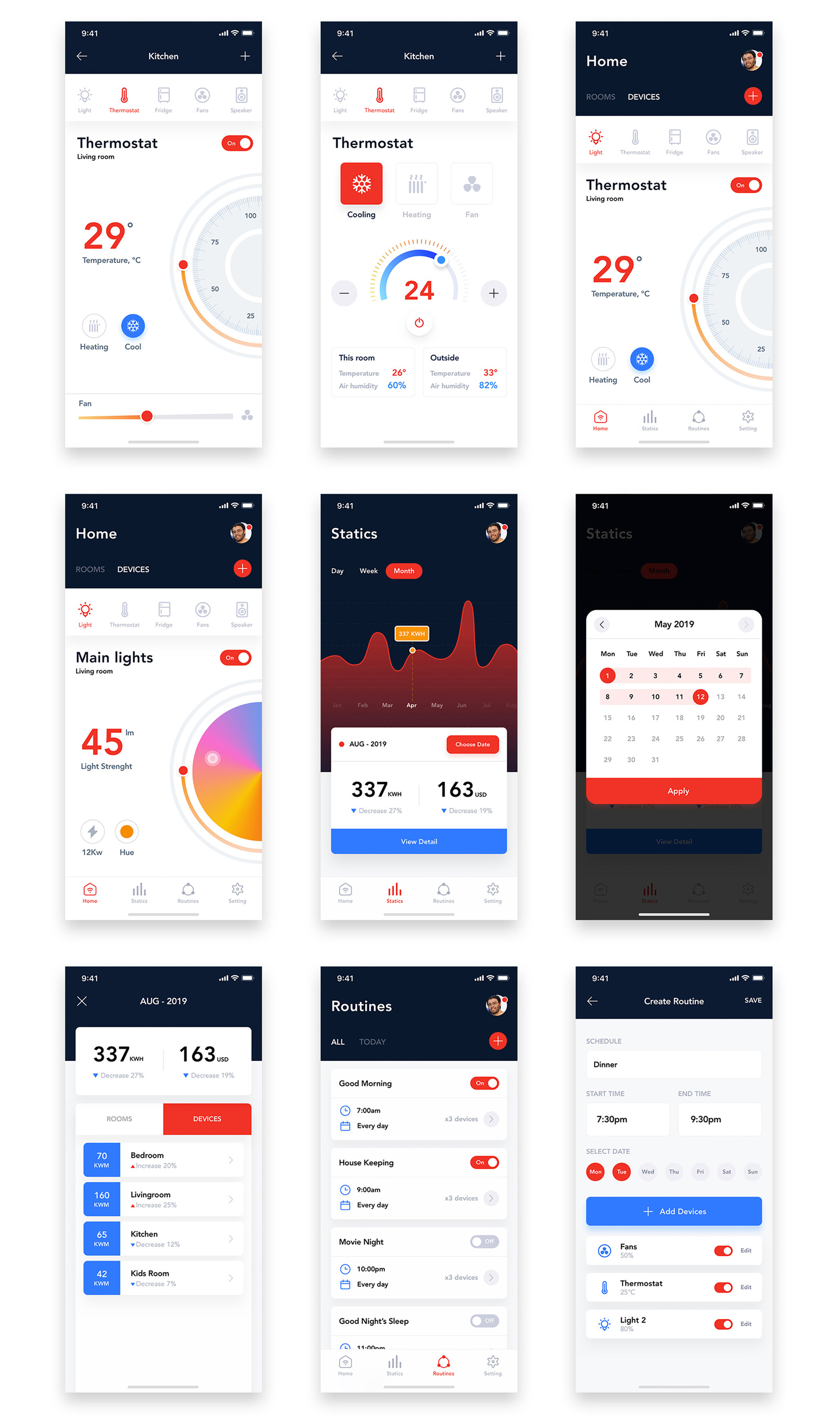 MI Home - Smart Home Mobile App UI Elements - TemplateMonster