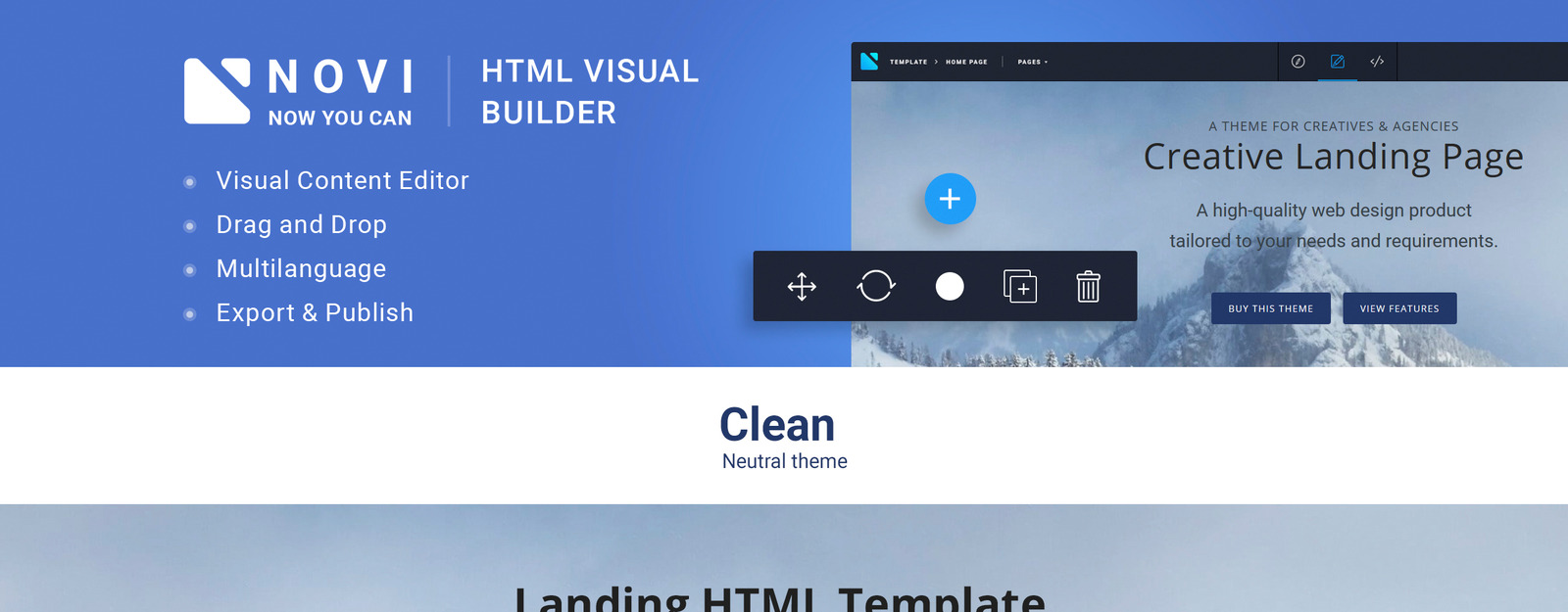 Clear - Simple Creative Agency HTML with Novi Builder Landing Page Template