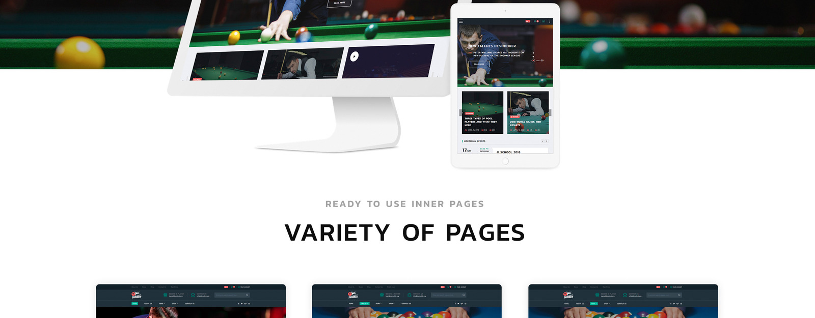 Snooker - Billiard Multipage HTML5 Website Template