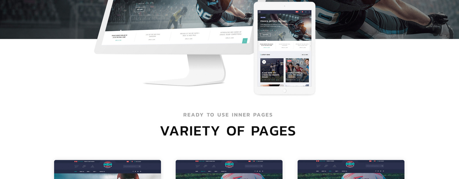 Reebok - Rugby Multipage HTML5 Website Template