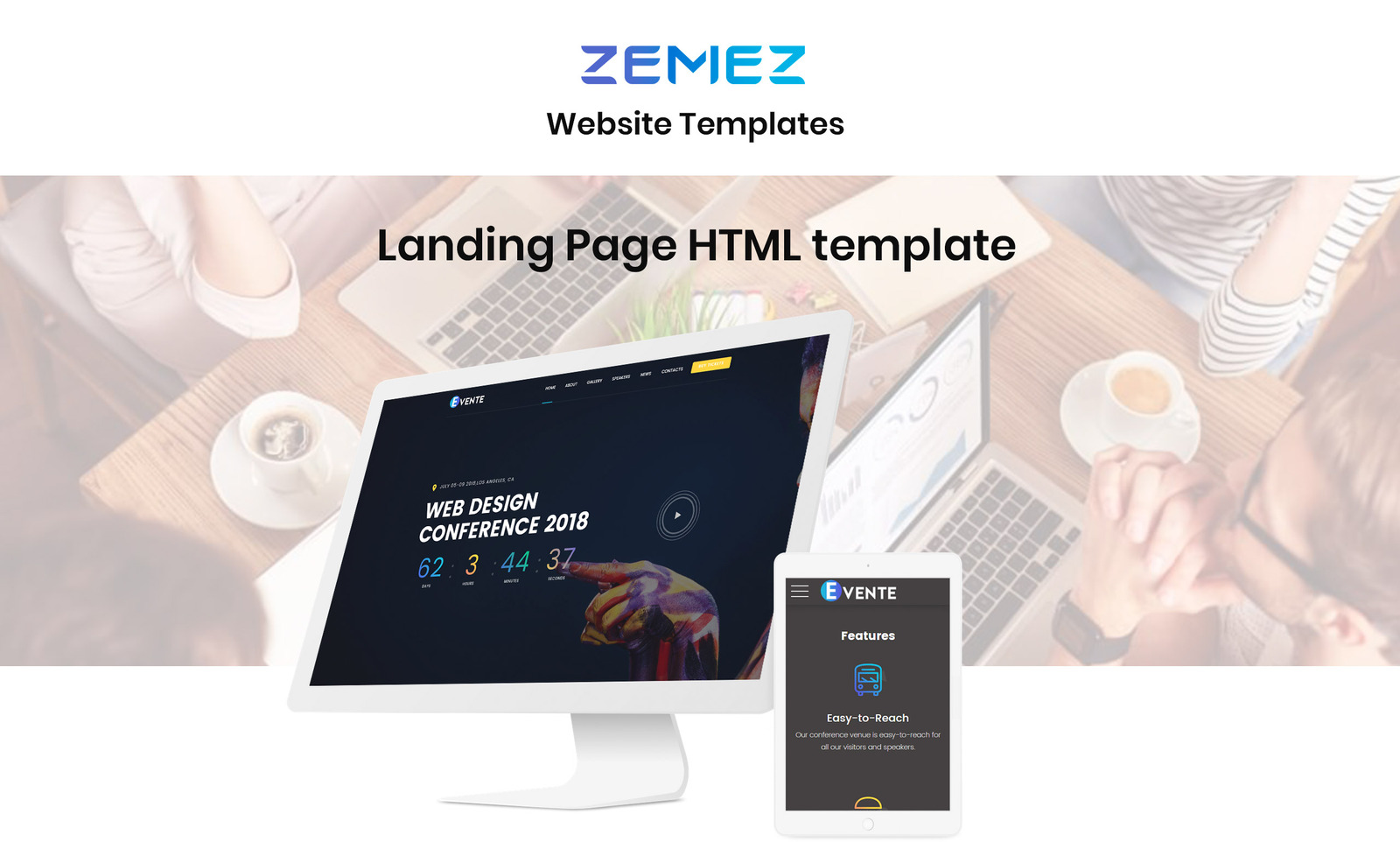 Evente - Web Design Conference Landing Page Template