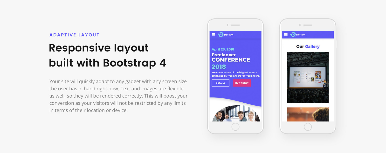 Defiant - Event Responsive Minimal Bootstrap HTML Website Template