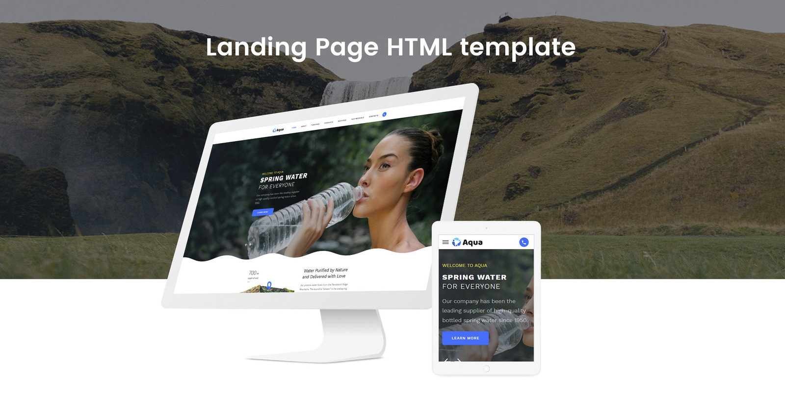 Aqua - Water Clean HTML Bootstrap Landing Page Template