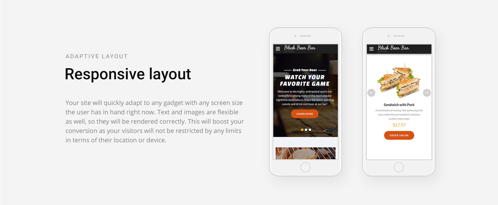 Black Bear Bar - Food & Restaurant Ready-to-Use Modern HTML5 Website ...