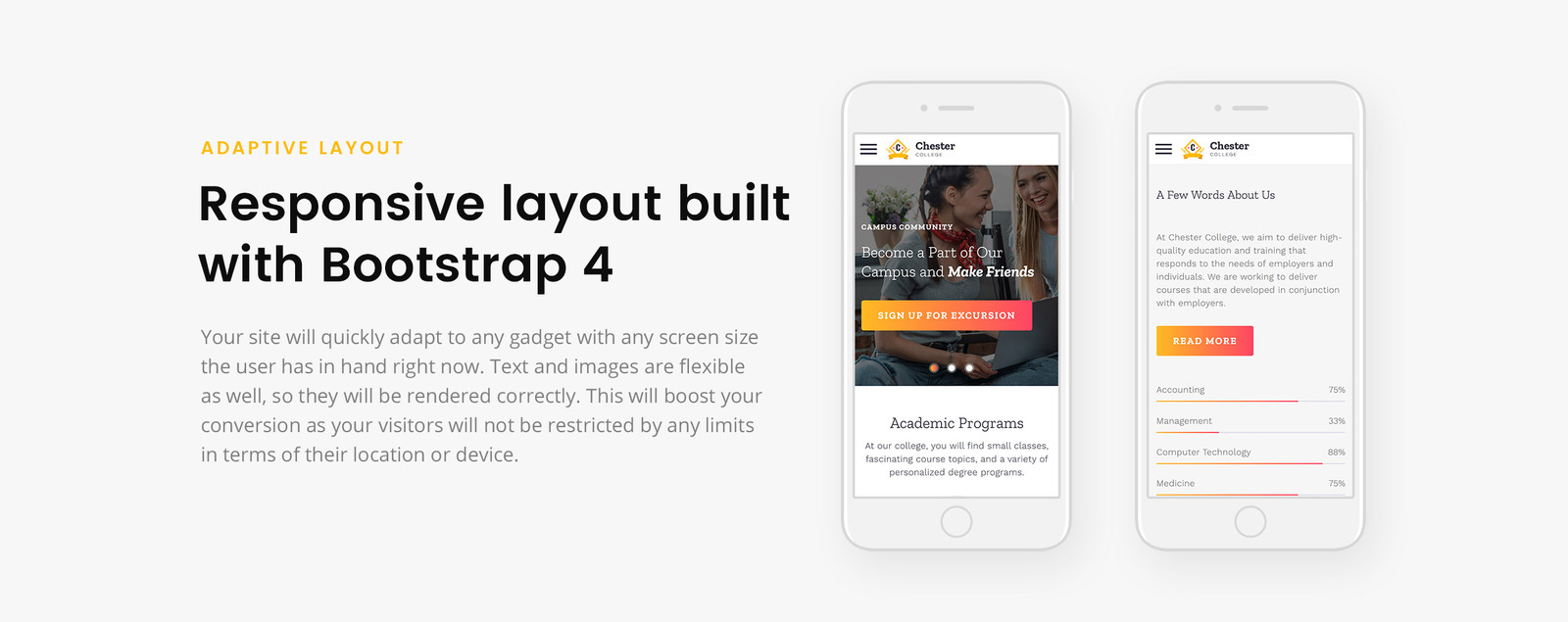 Chester - University Modern HTML Bootstrap Landing Page Template