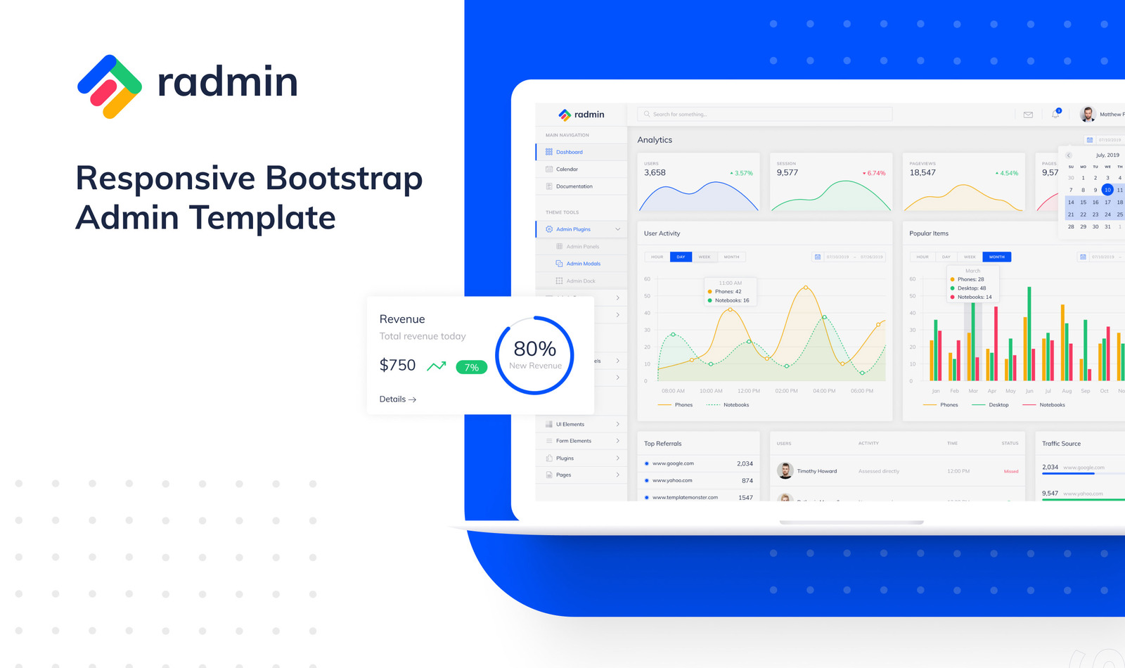 Radmin - Multifunctional Clean Dashboard Admin Template