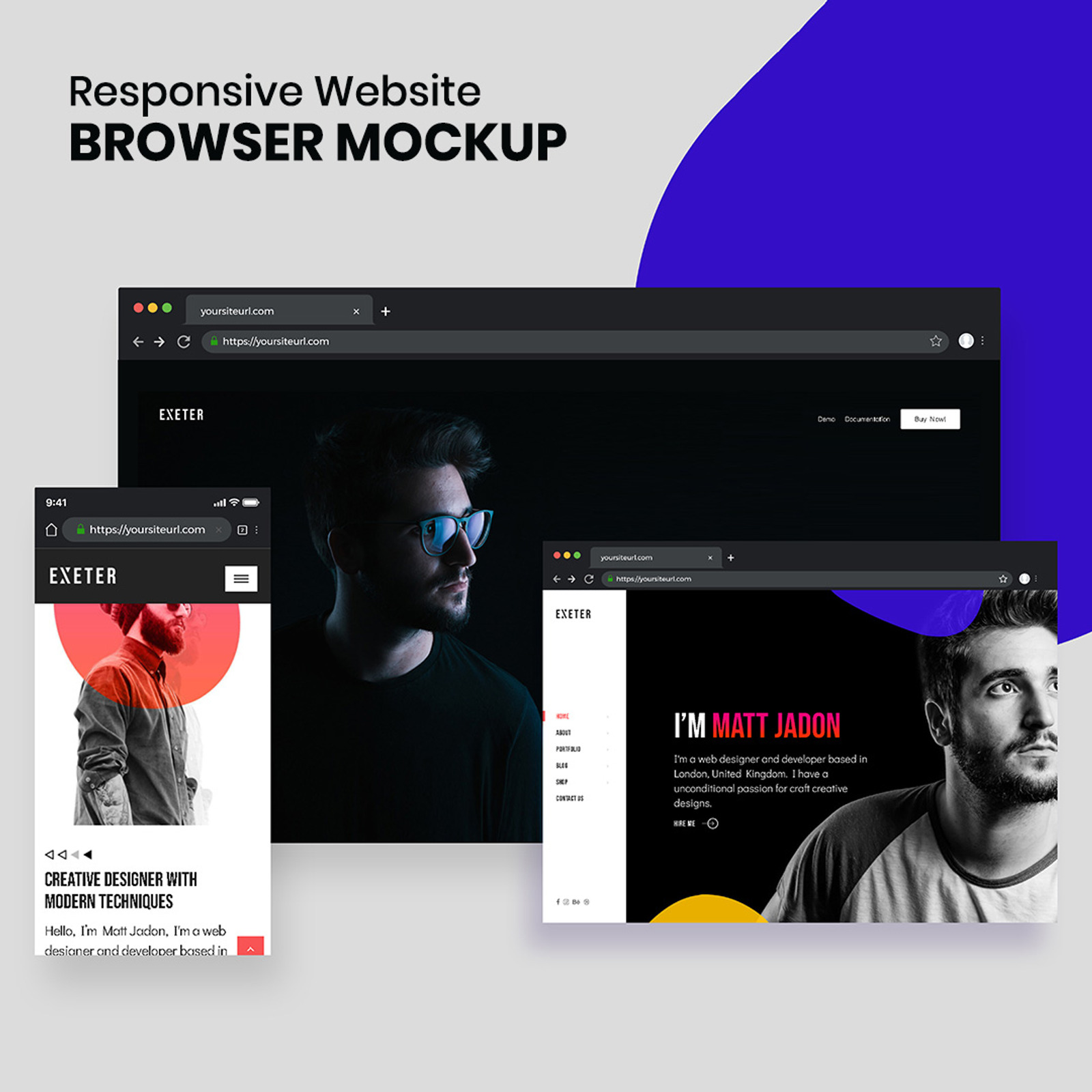 Responsive Browser Screen product mockup - TemplateMonster