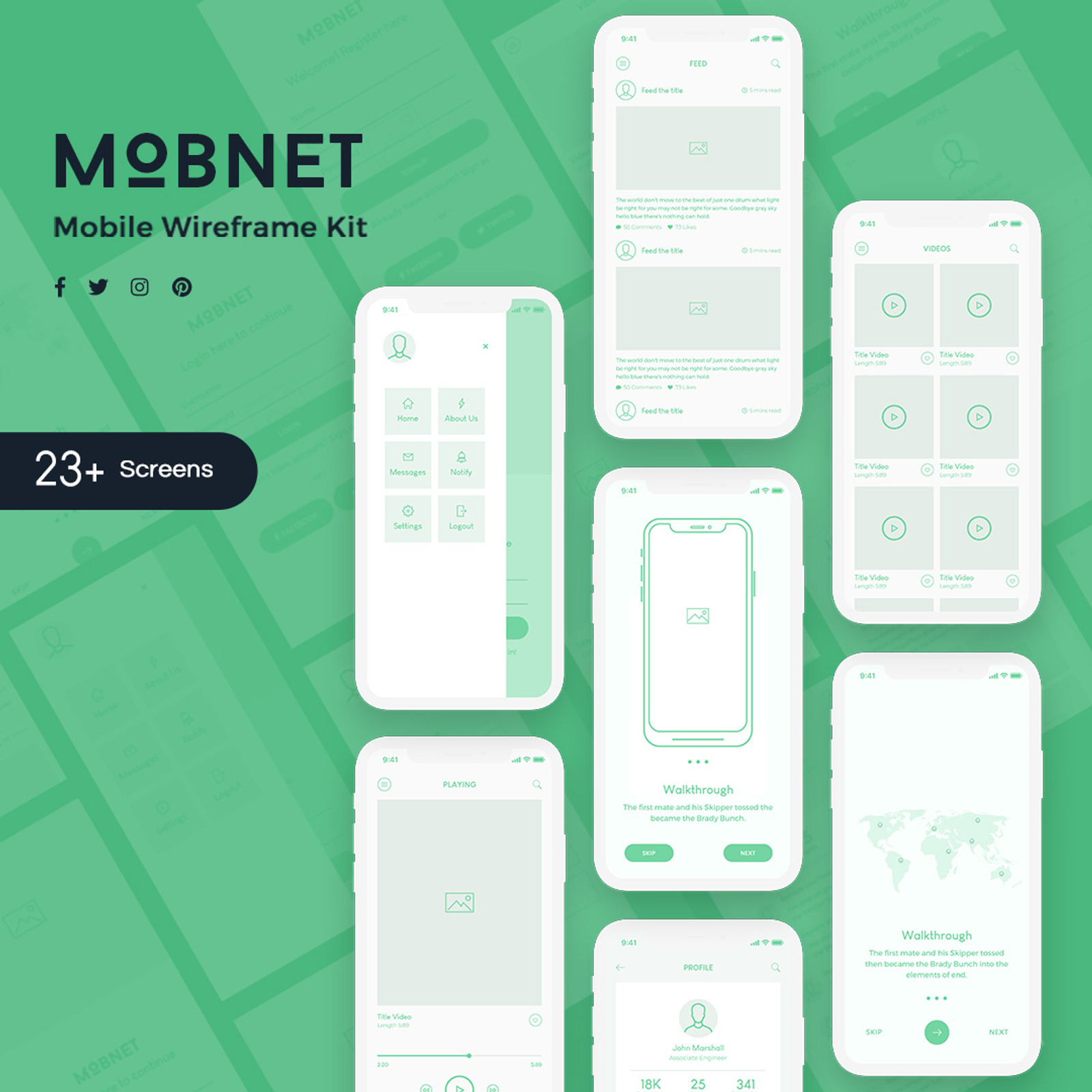 Mobnet Mobile Wireframe Kit UI Elements - TemplateMonster