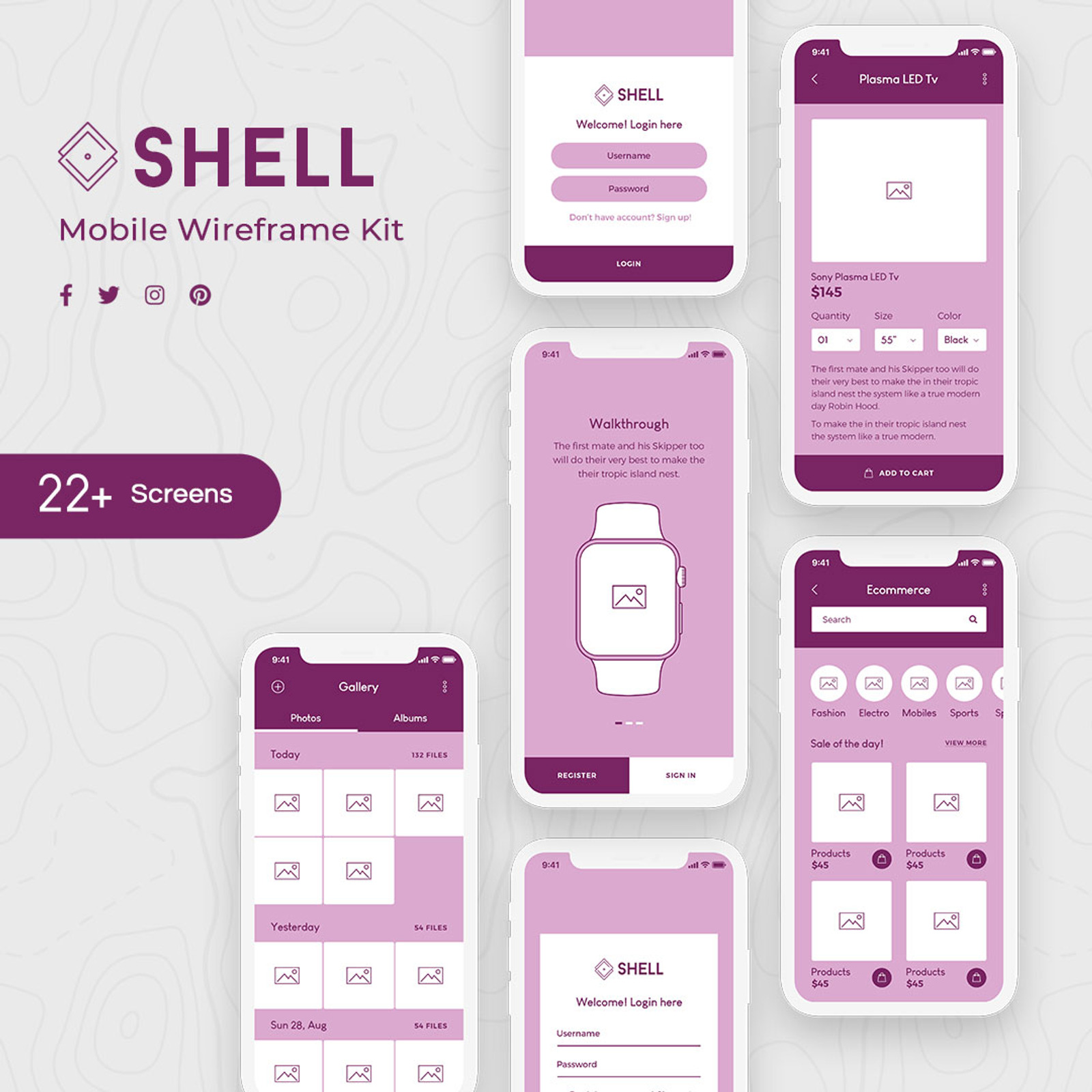 Shell Mobile Wireframe Kit UI Elements - TemplateMonster
