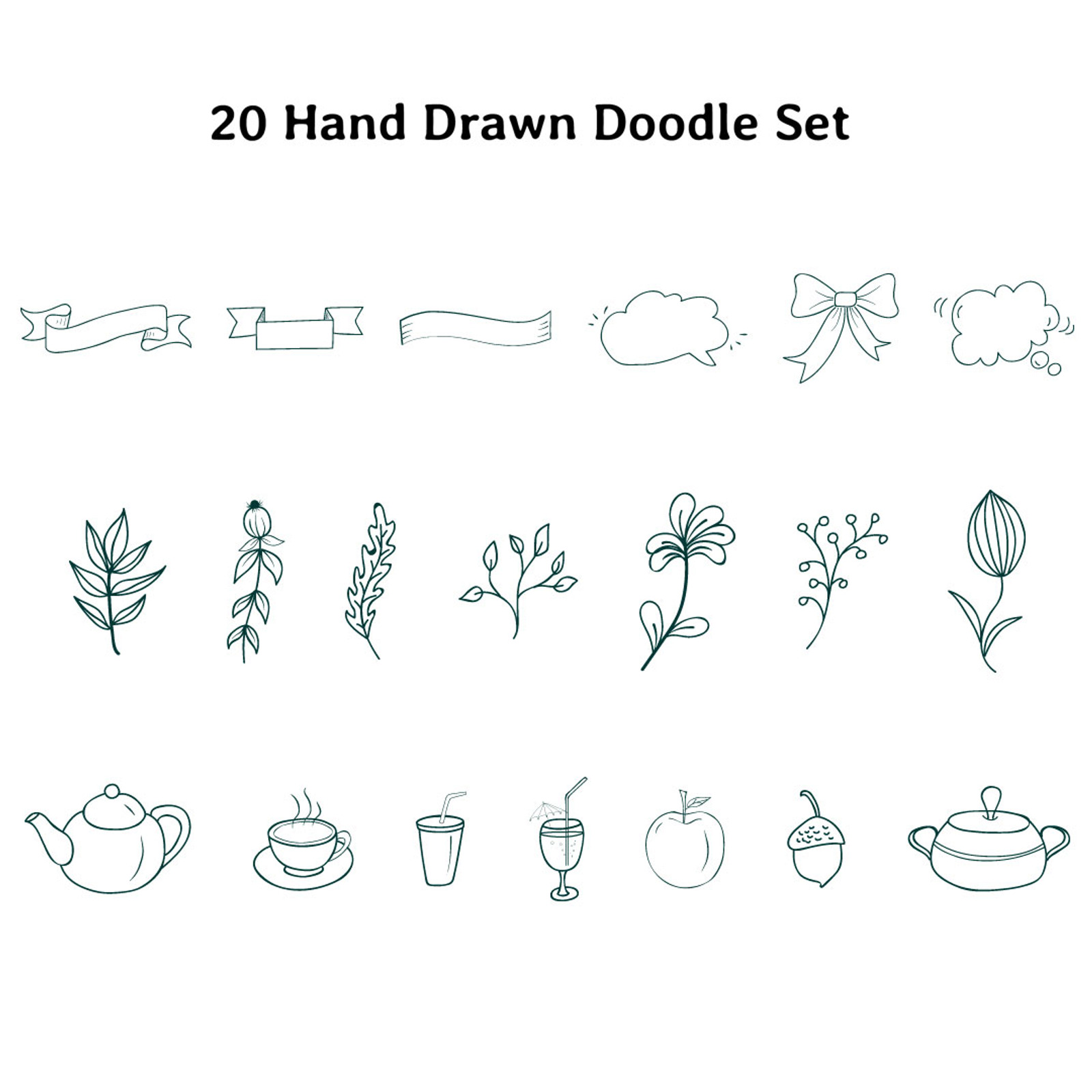 Hand Drawn Doodle Set - Illustration - TemplateMonster