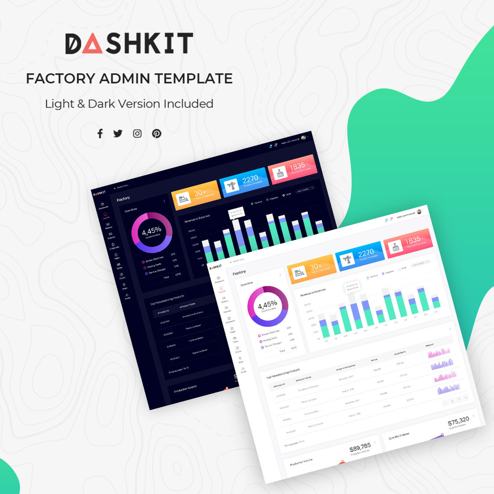 Factory Admin Dashboard UI Elements #154121 - TemplateMonster