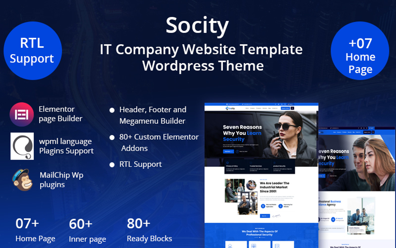 Socity - IT Company Website Template WordPress Theme