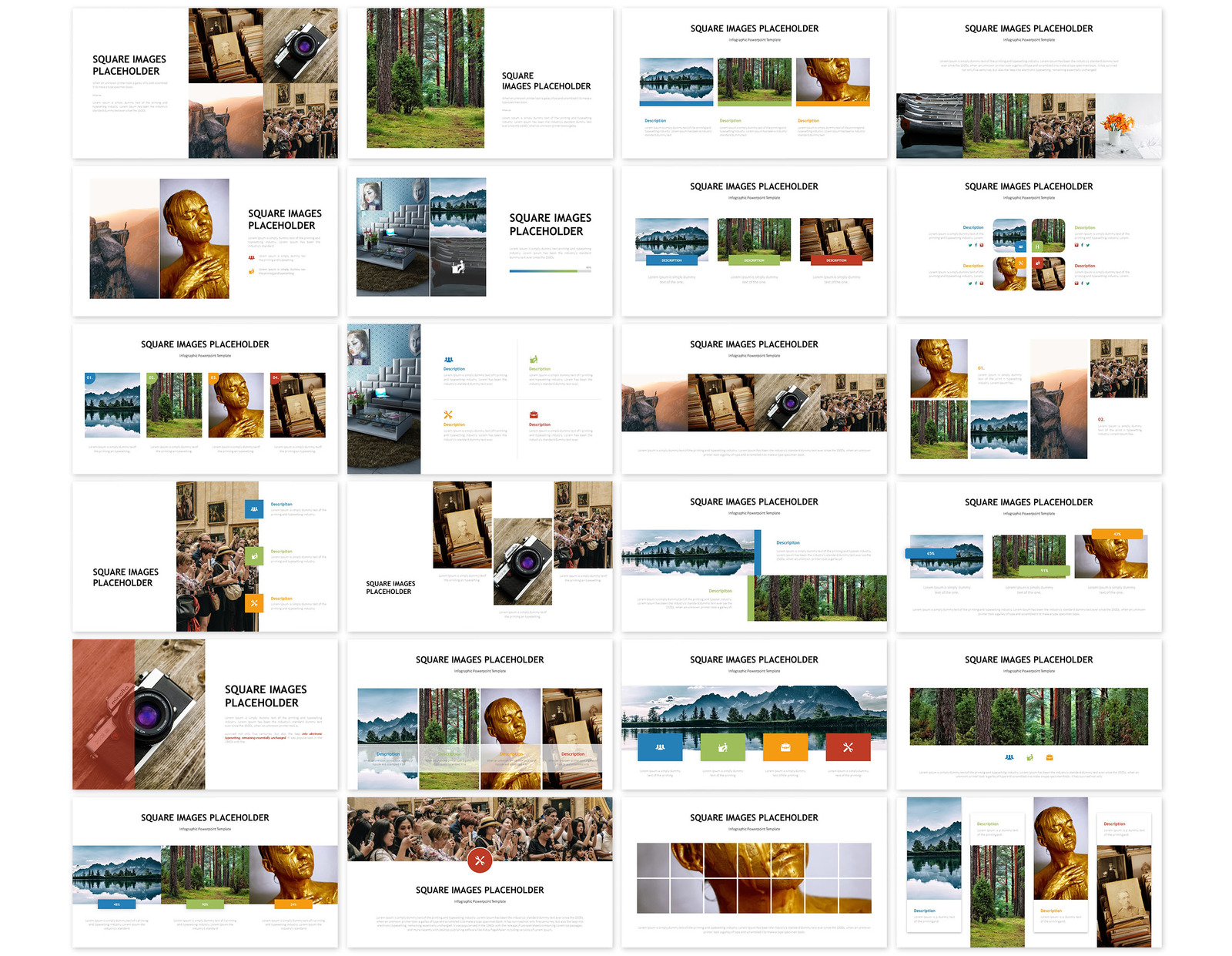 Square Placeholder Presentation - Infographic PowerPoint template
