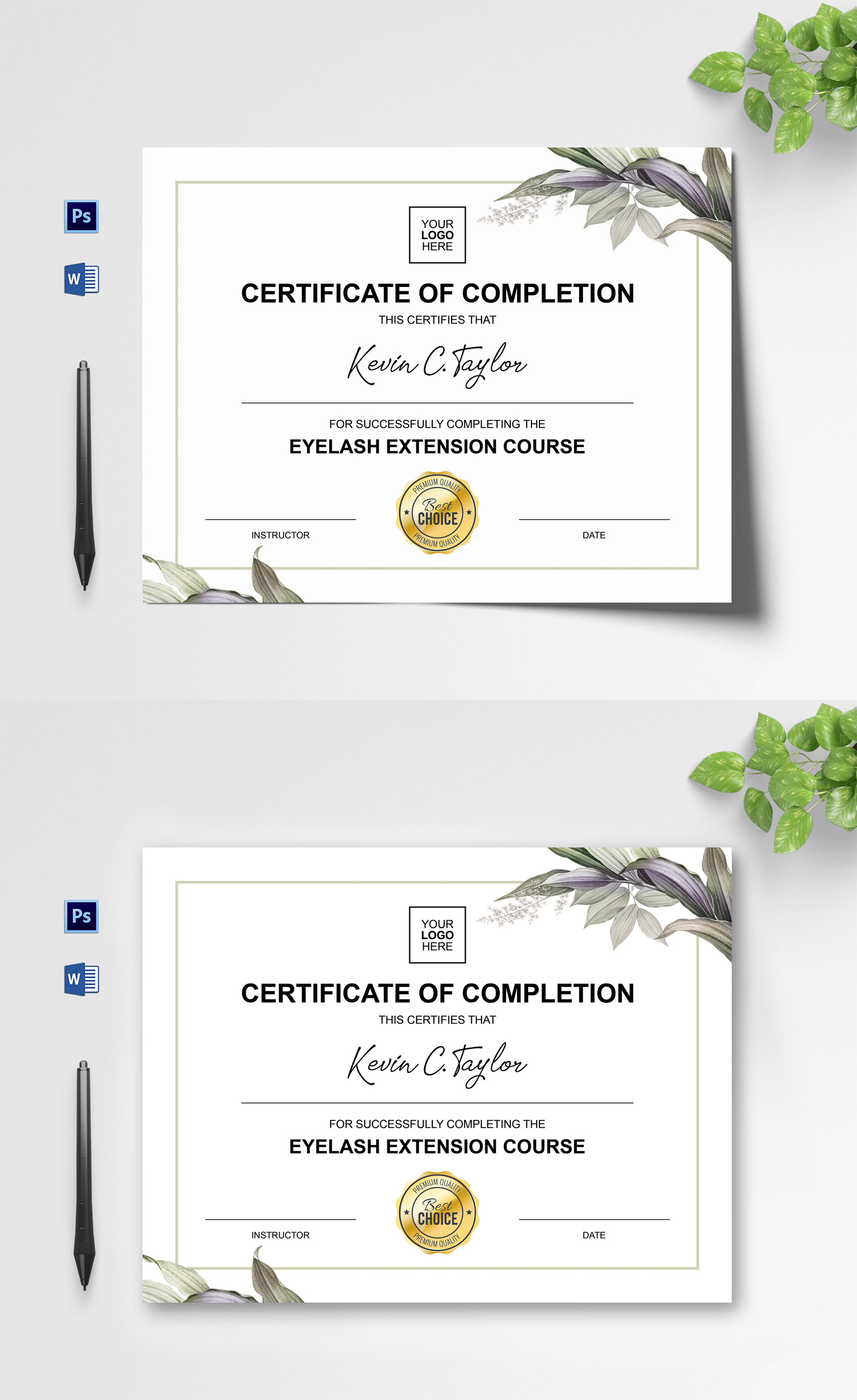 Eyelash Extension Certificate Template - TemplateMonster