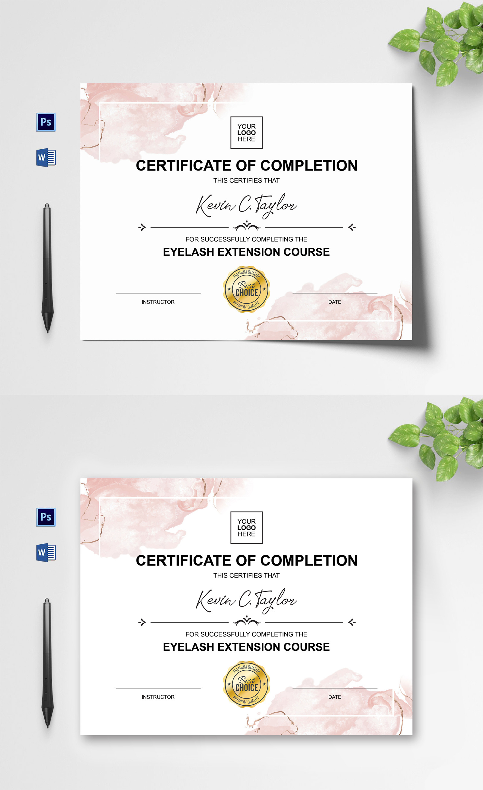 Course of Eyelash Certificate Template - TemplateMonster