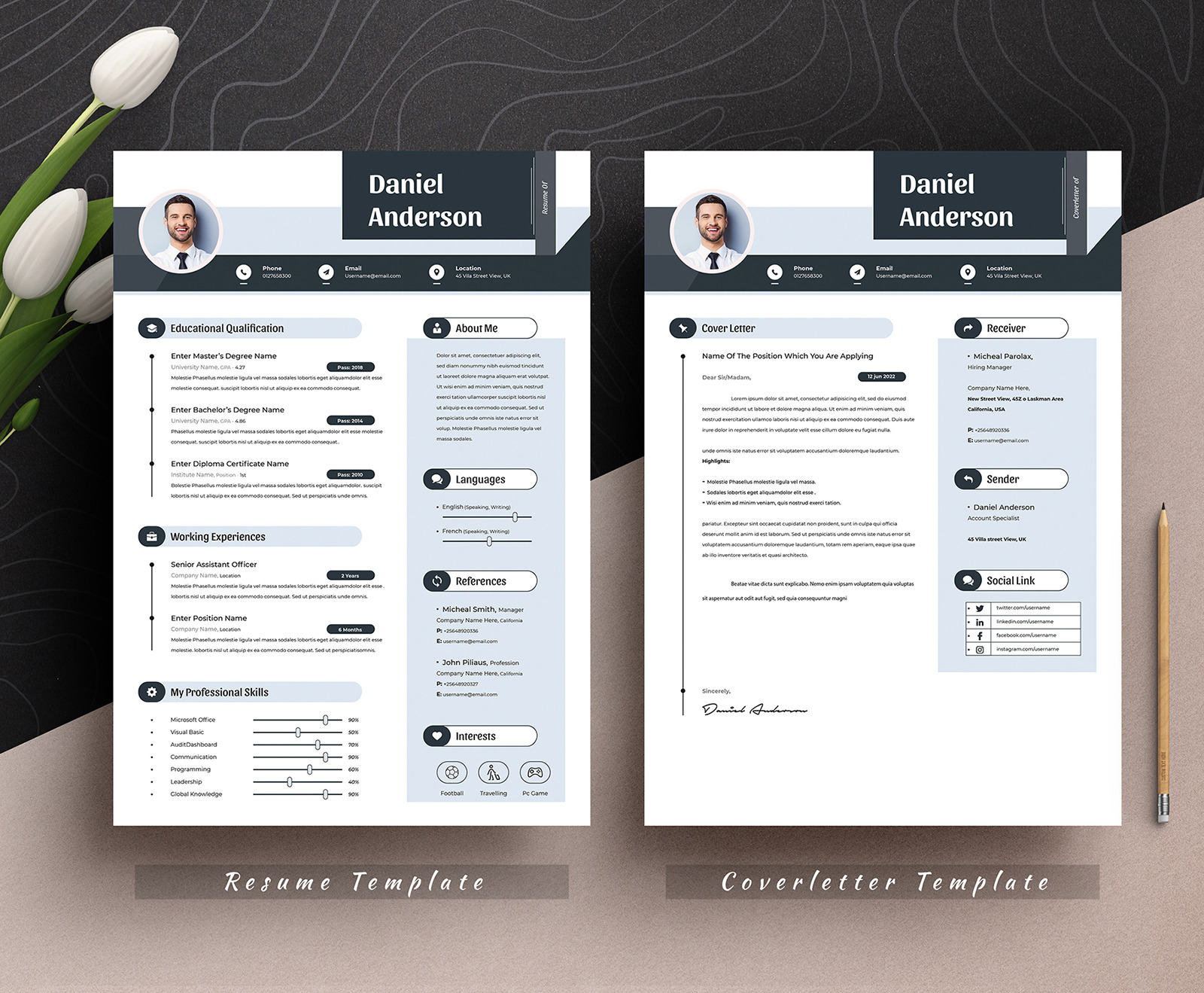 Creative & Modern Editable MS Word Apple Pages Cv Resume Template
