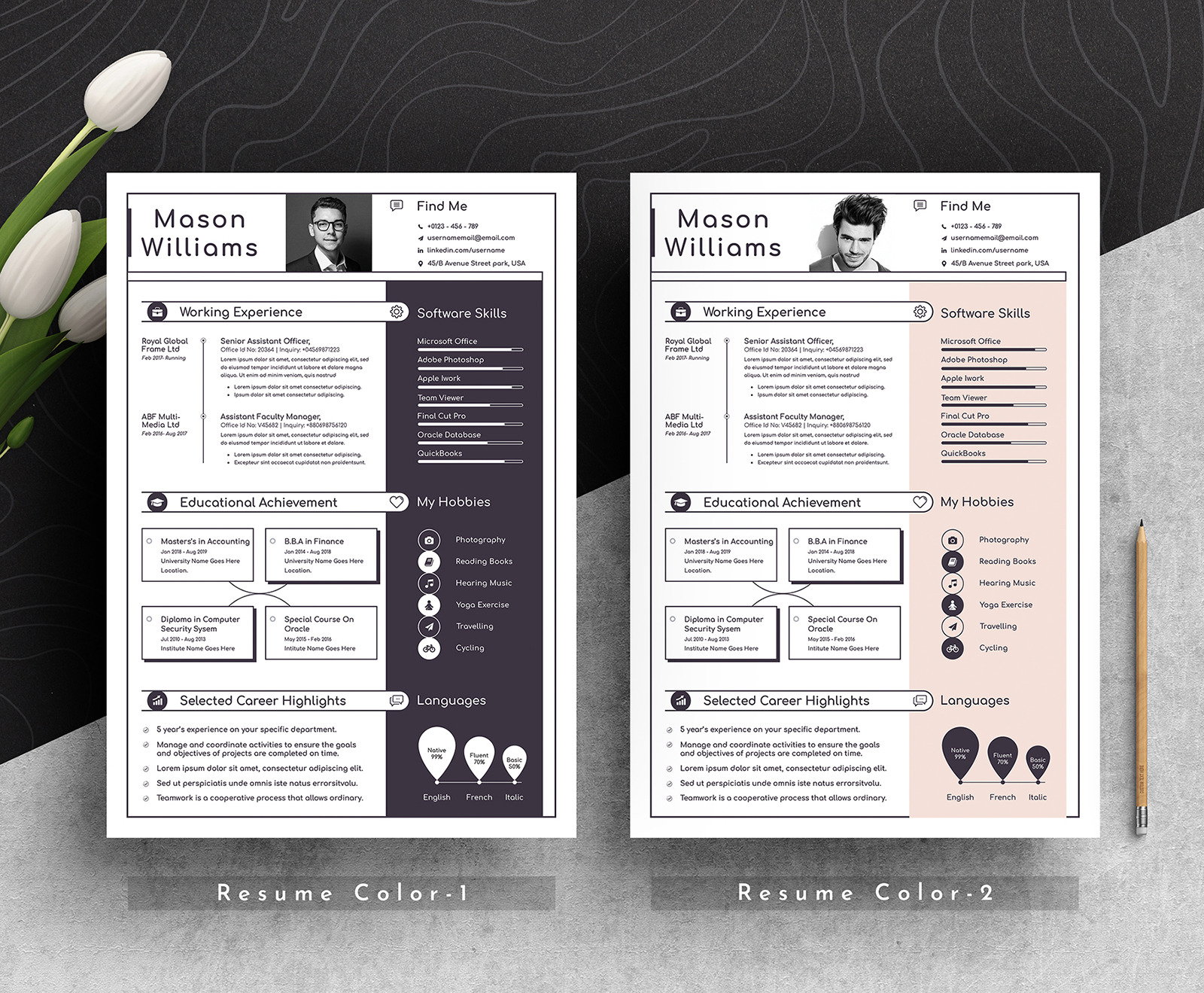 Professional Clean Editable Word Apple Pages Cv Resume Template