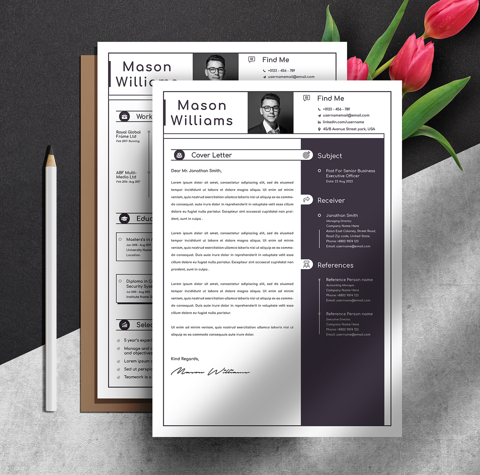 Professional Clean Editable Word Apple Pages Cv Resume Template