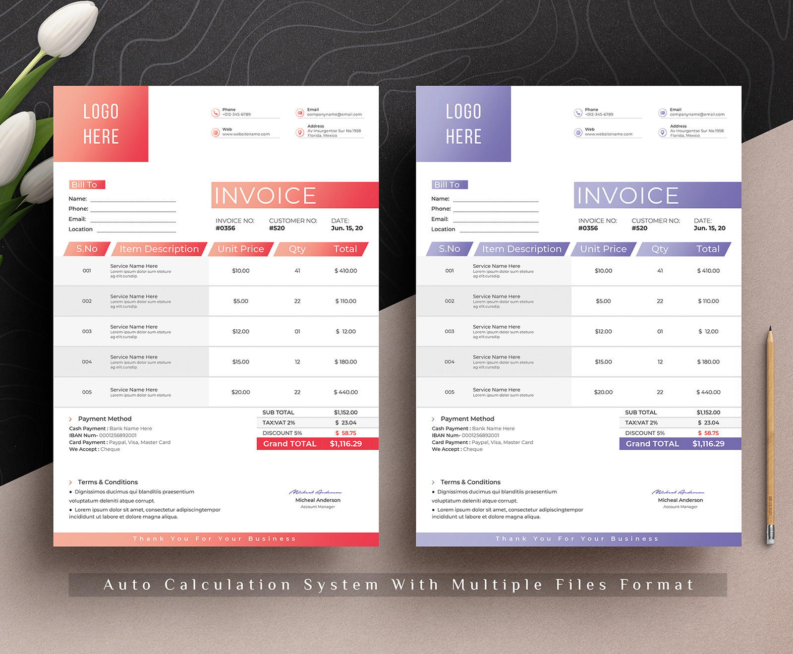 Modex Auto Calculation Invoice Quotation Template Google Sheets Excel ...