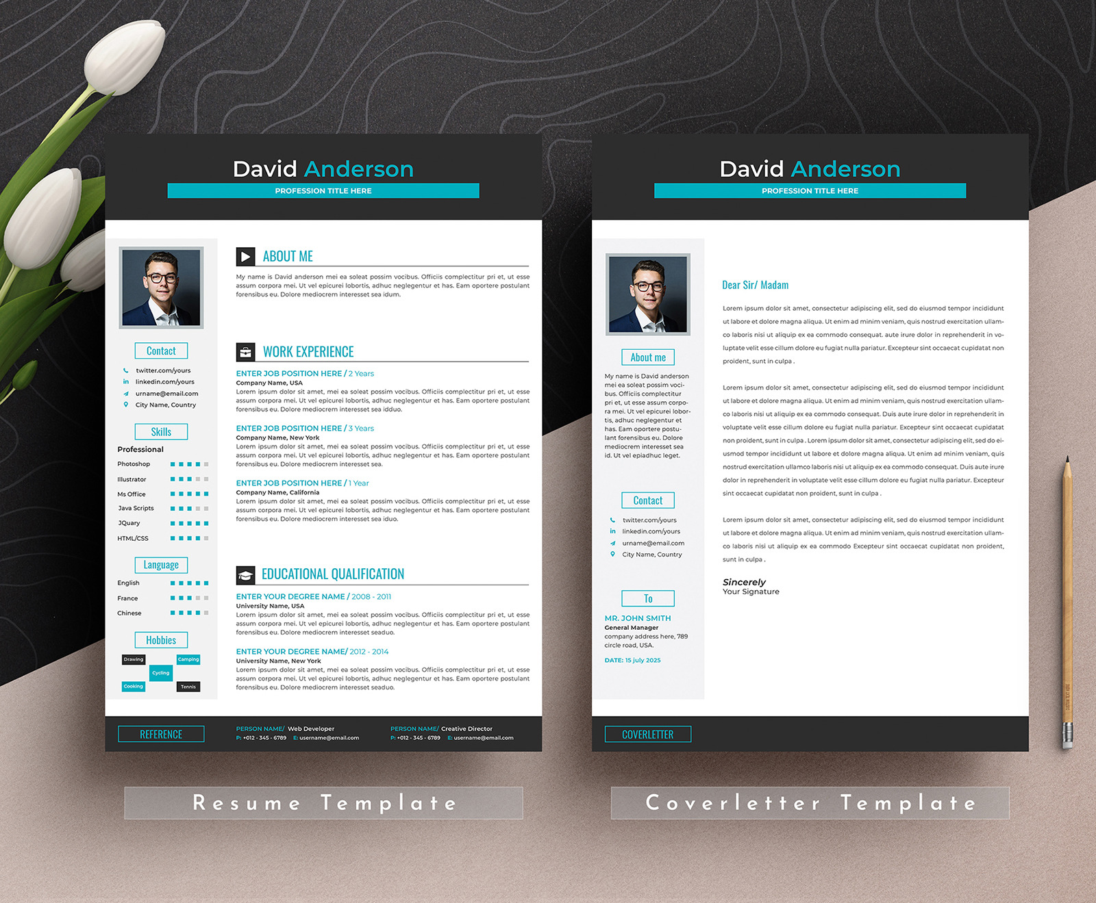 Professional & Clean Editable Cv Resume Template Design Ms Word Apple Pages