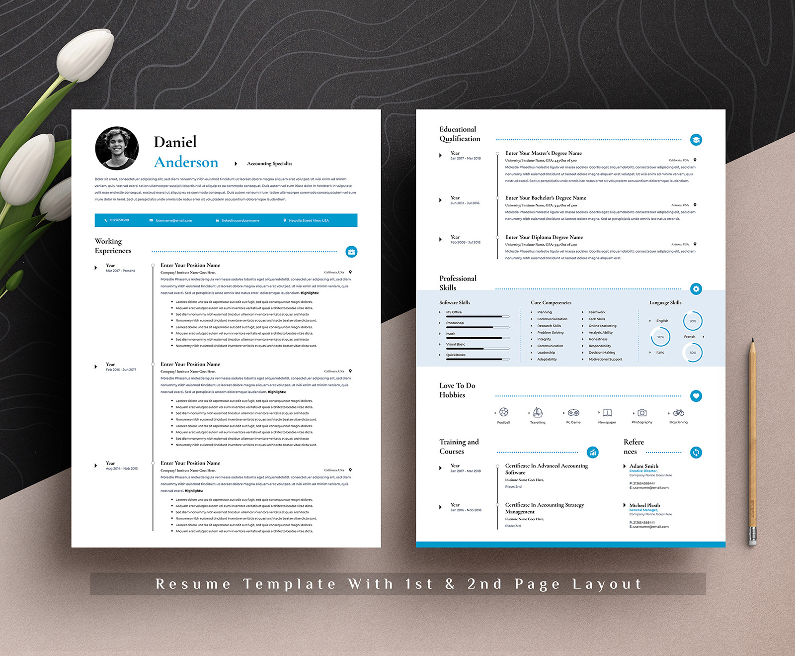 Free Clean & Professional Editable Word Apple Pages CV Resume Template