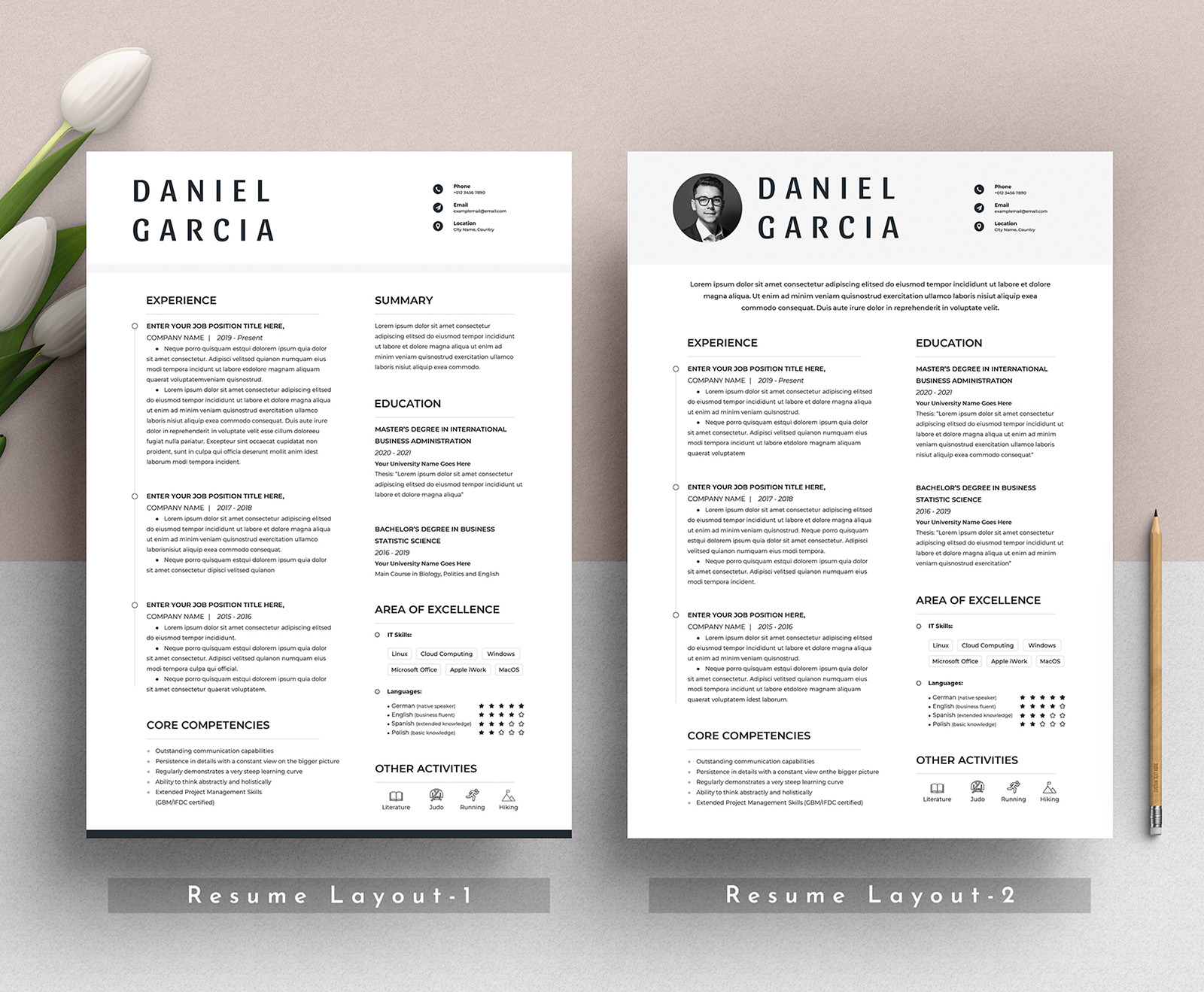Dan- Clean & Professional Editable Word Apple Pages CV Resume Template