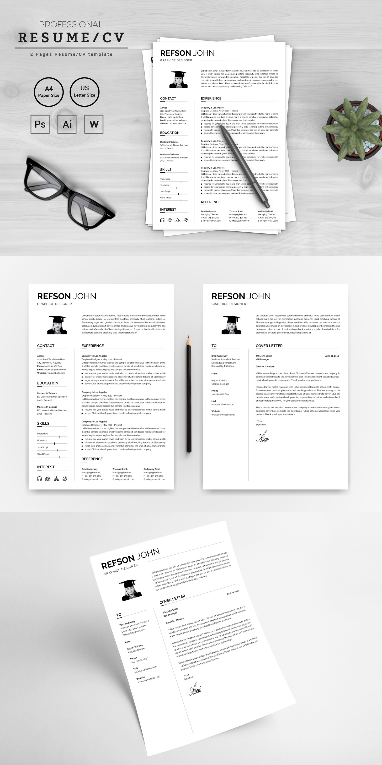 Refson John Modern Resume Template #72047 - TemplateMonster