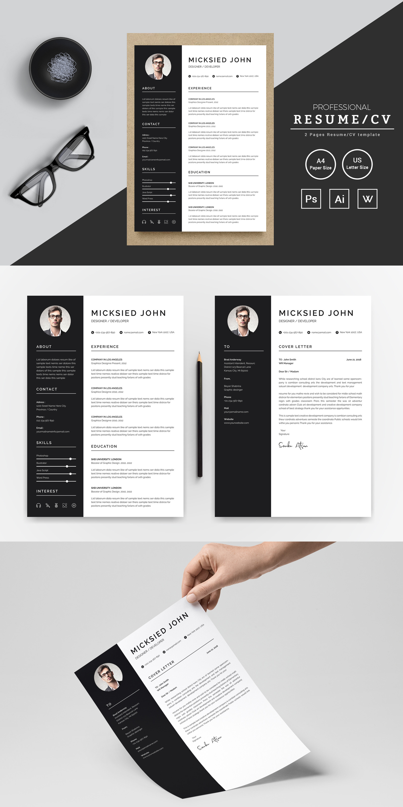 Micksied John Resume Template #80702 - TemplateMonster