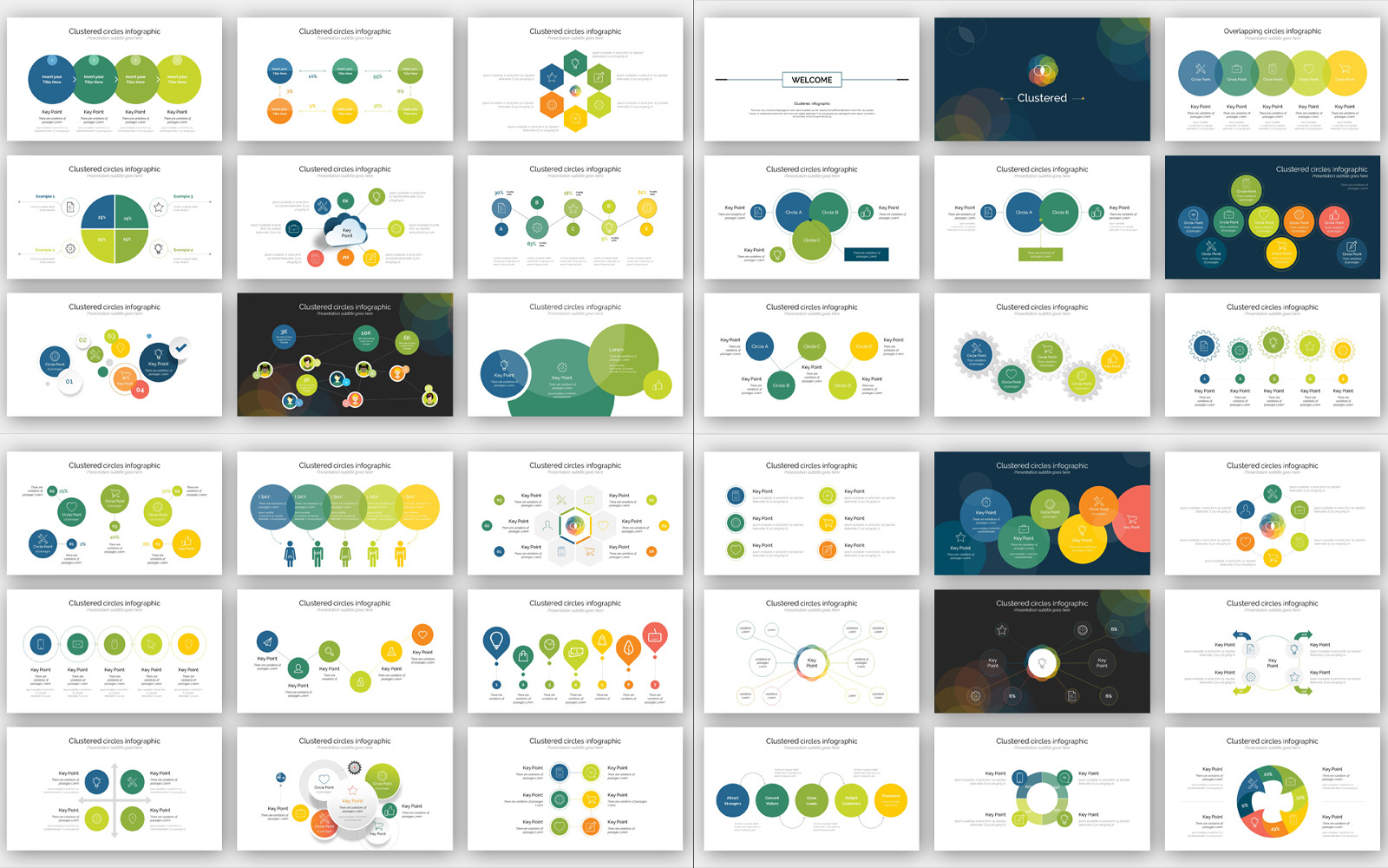 Clustered Info graphic PowerPoint template - TemplateMonster