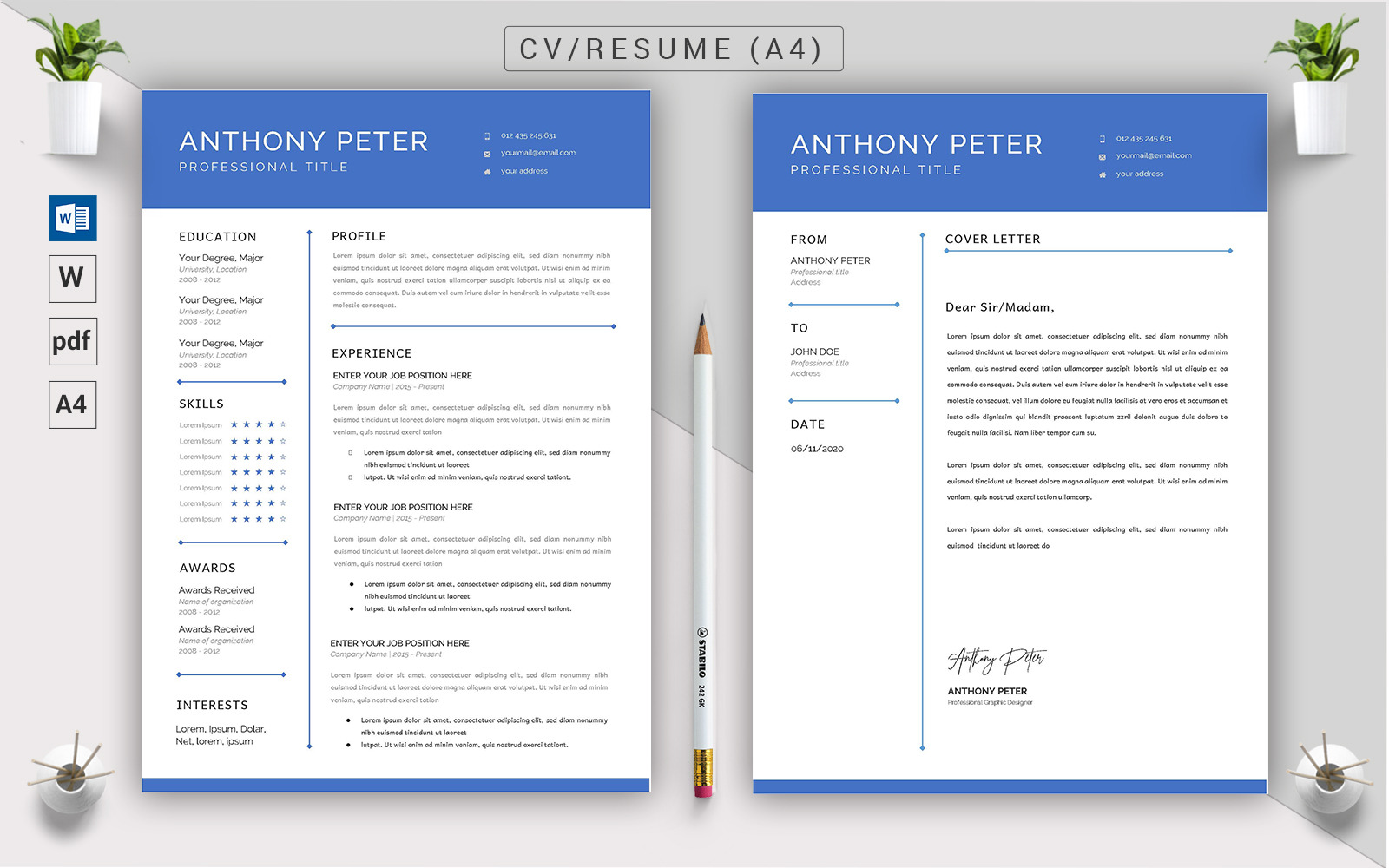 Anthony Peter - CV Resume Template #123179 - TemplateMonster