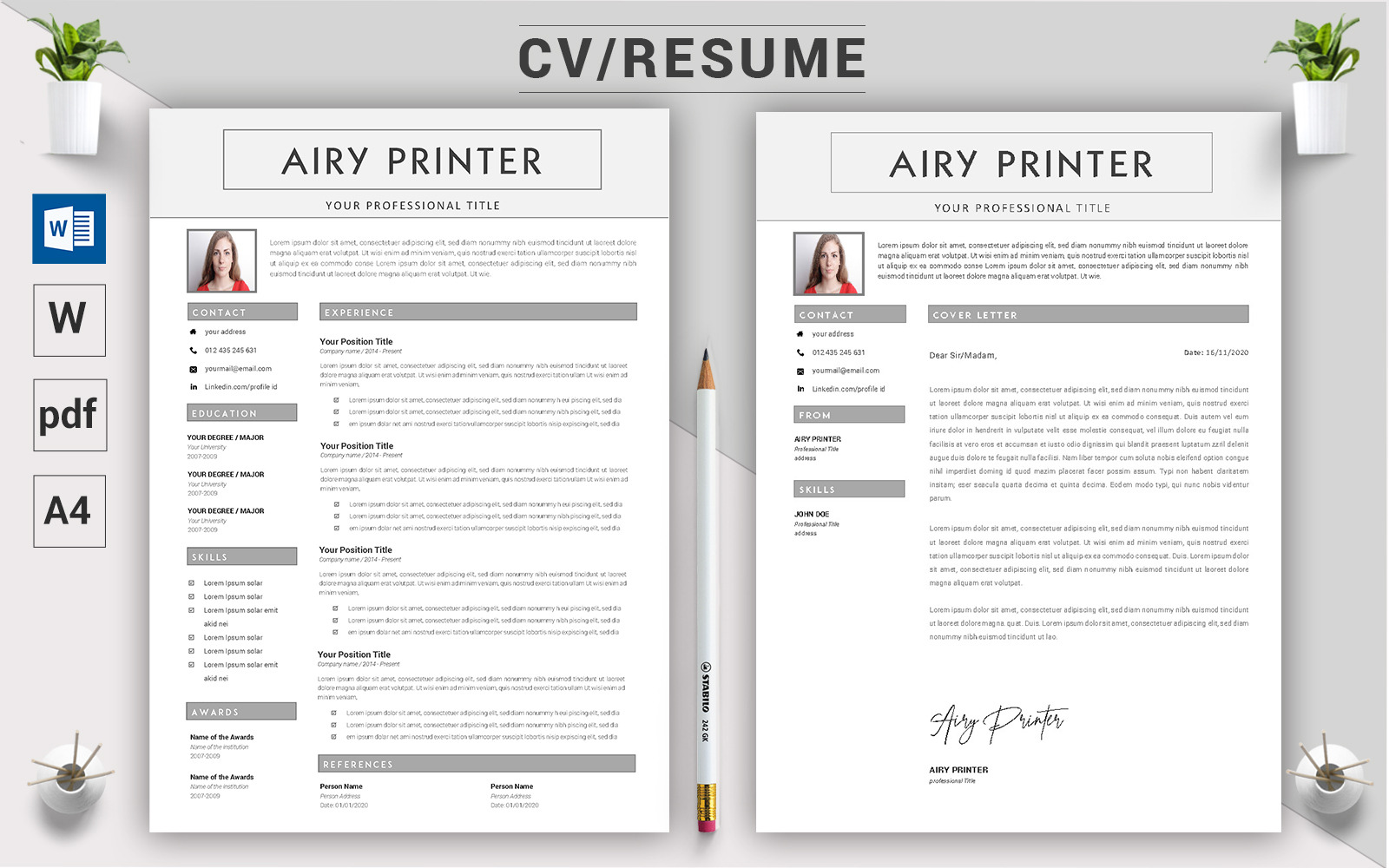 Airy Printer - CV Resume Template #124498 - TemplateMonster