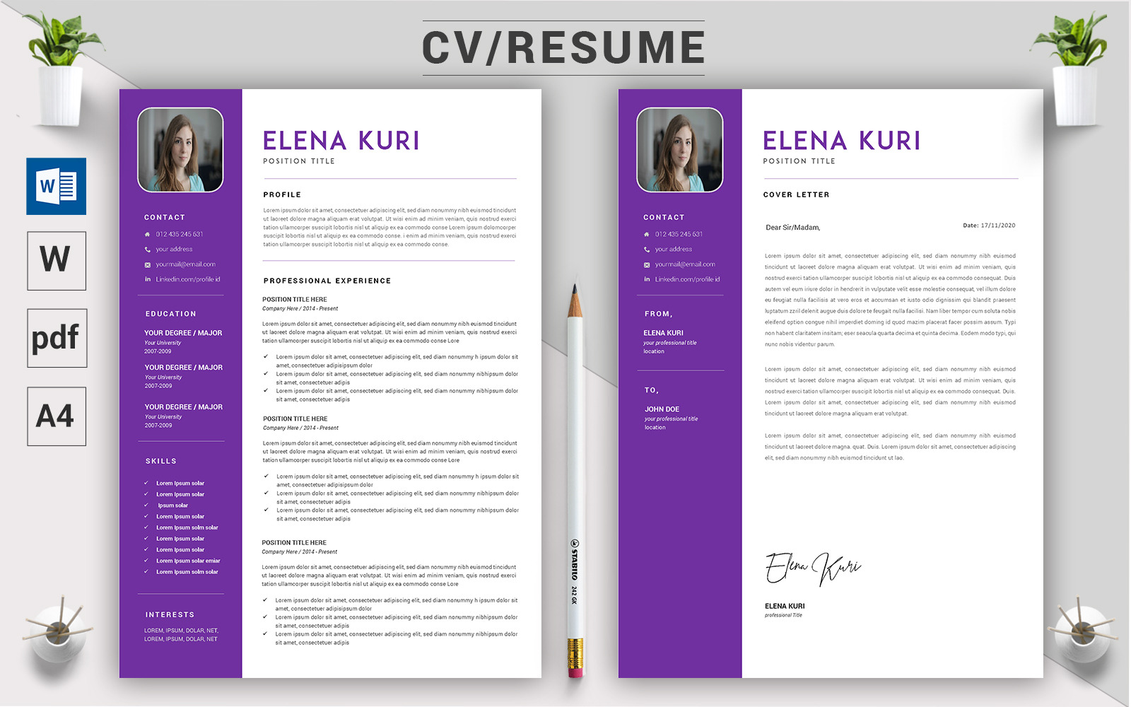Elena Kuri - CV Resume Template #126210 - TemplateMonster