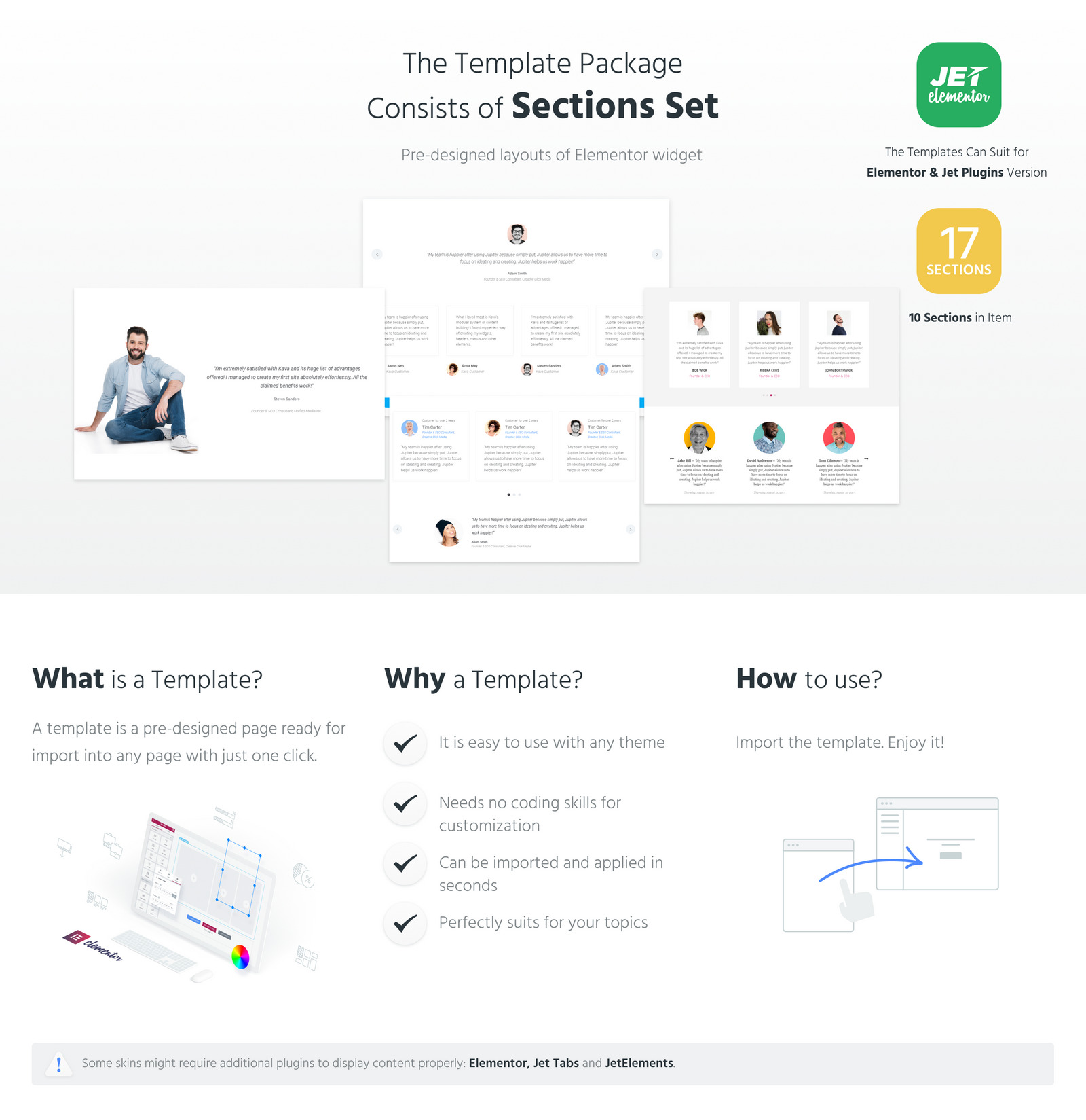 Testiz - Testimonials Jet Sections Elementor Template