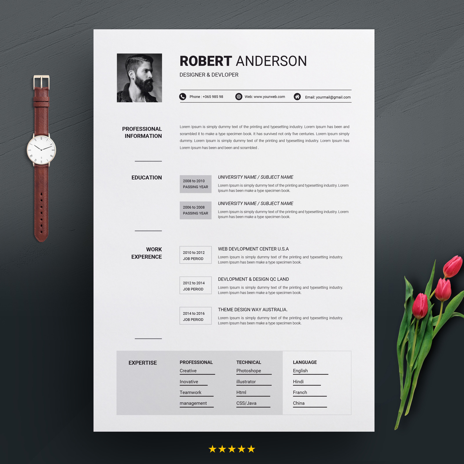 Robert Anderson Clean Resume Template - TemplateMonster