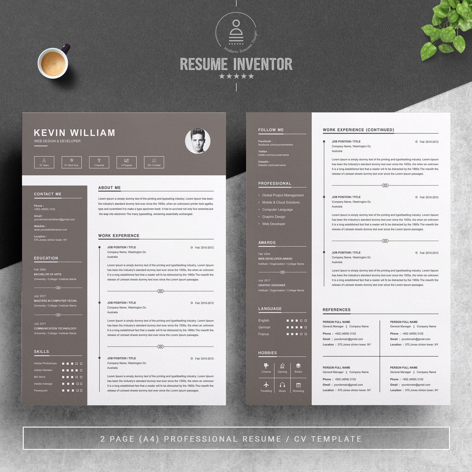 Kevin William Resume Template #74169 - TemplateMonster