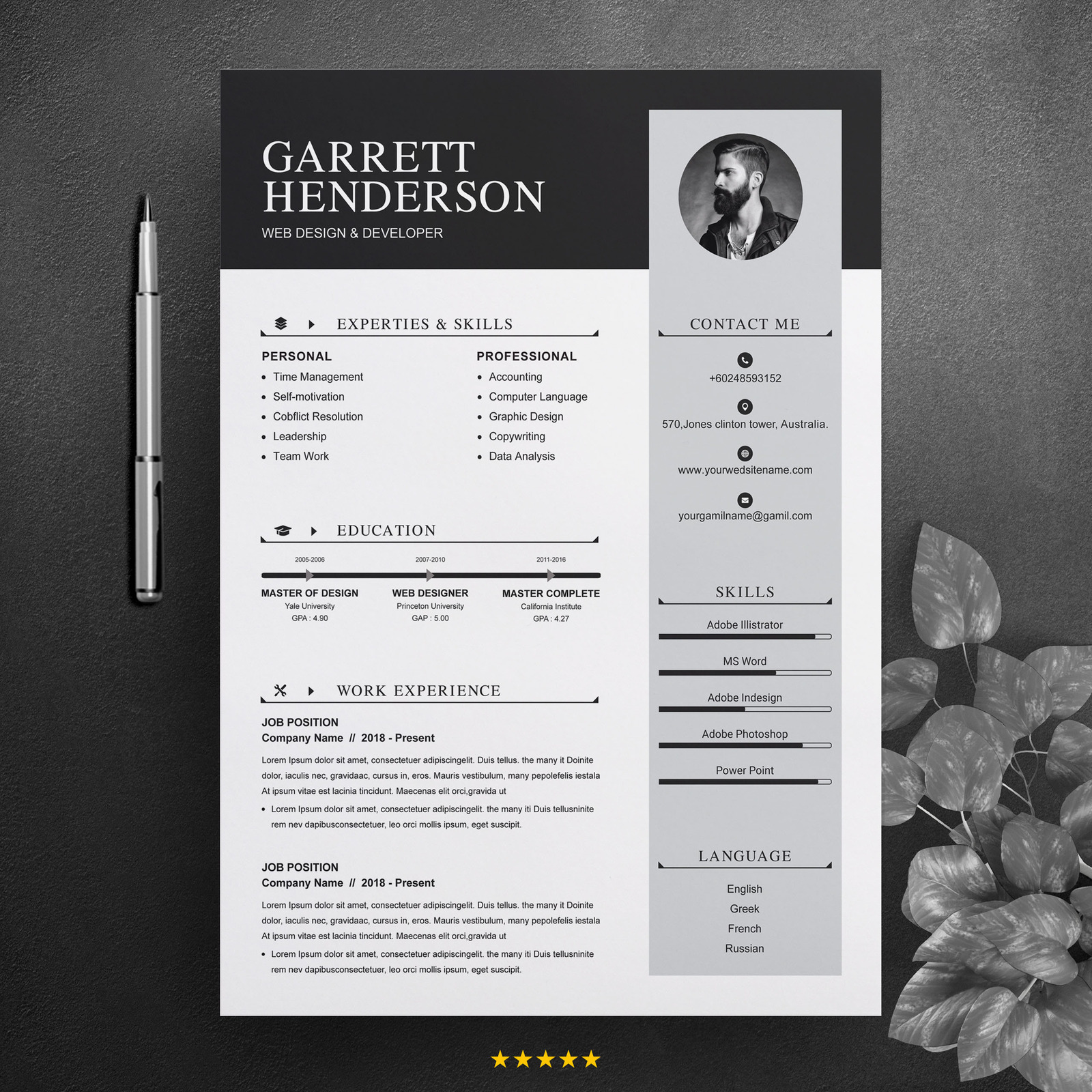 Garrett Henderson Resume Template #74183 - TemplateMonster