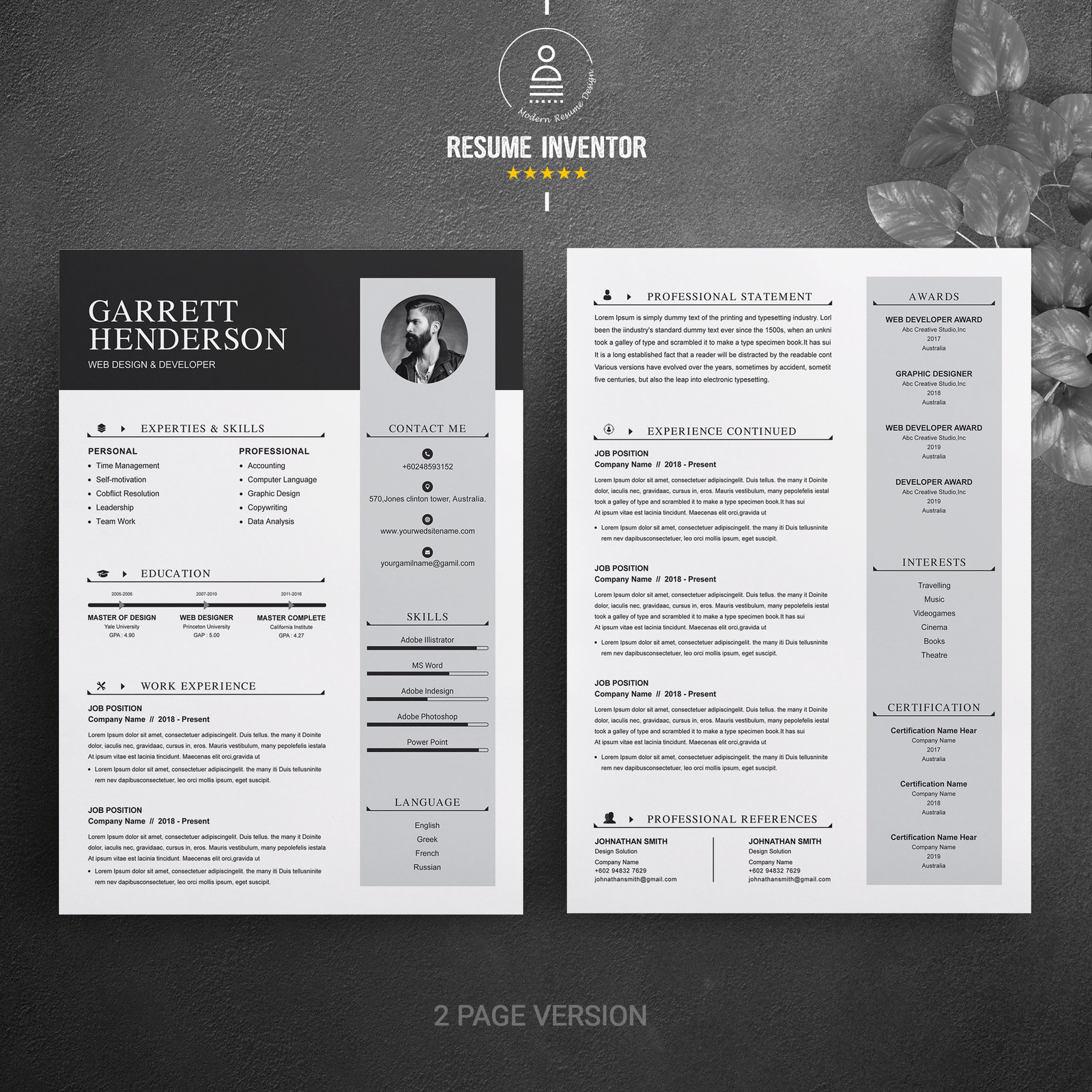 Garrett Henderson Resume Template #74183 - TemplateMonster