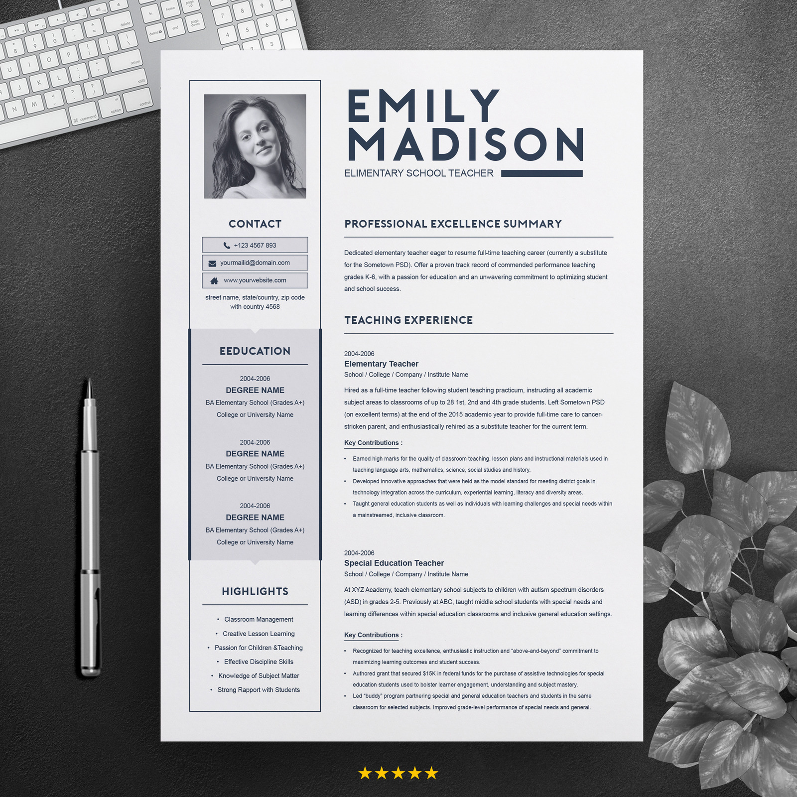 Emily Madison Resume Template #74367 - TemplateMonster