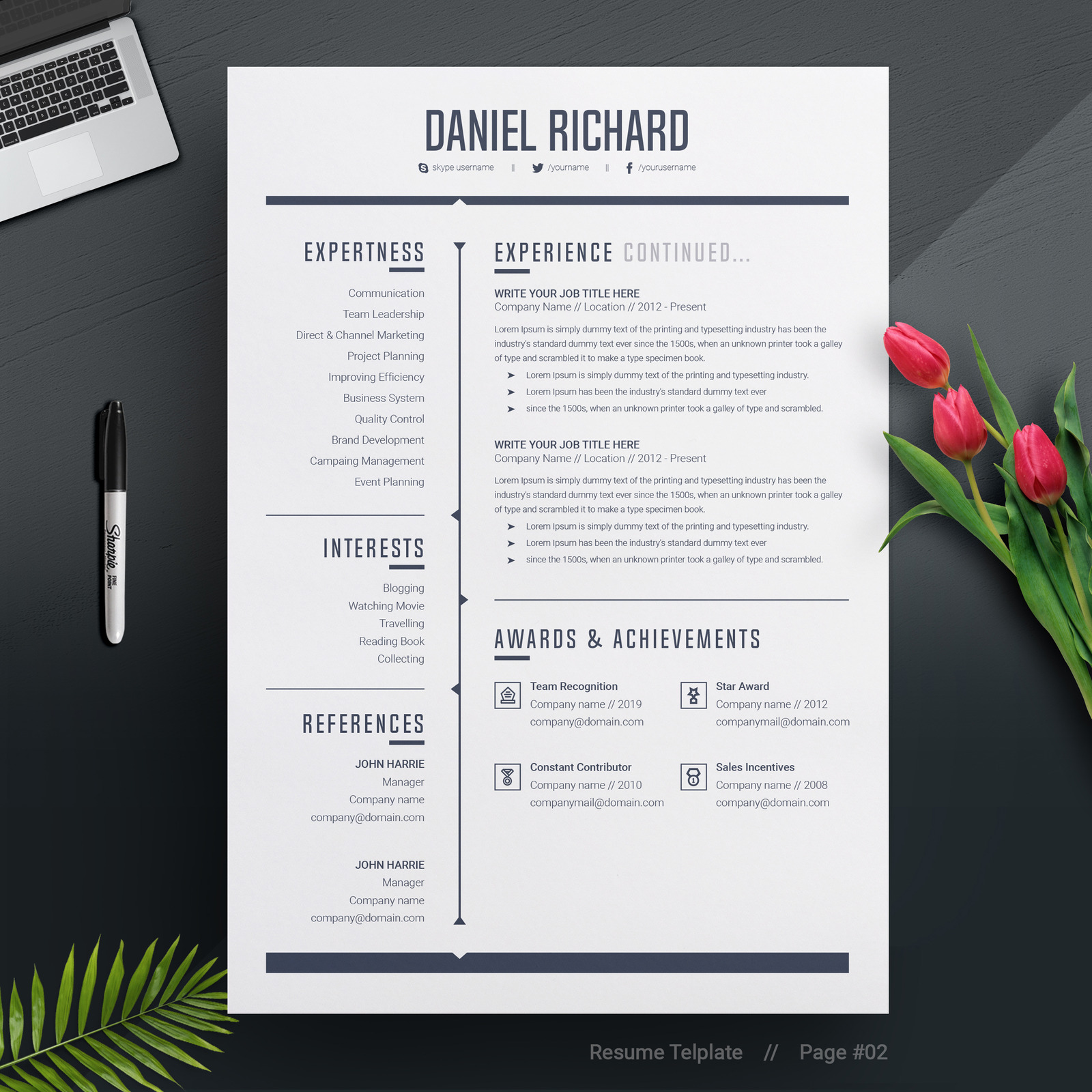 Daniel Resume Template #74466 - TemplateMonster
