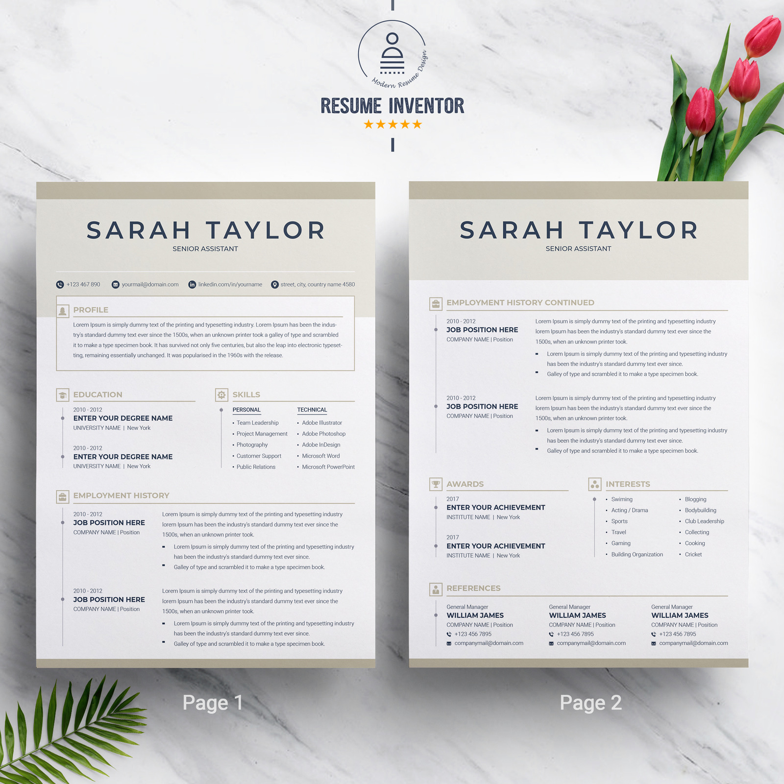 Sarah Taylor Resume Template #74556 - TemplateMonster