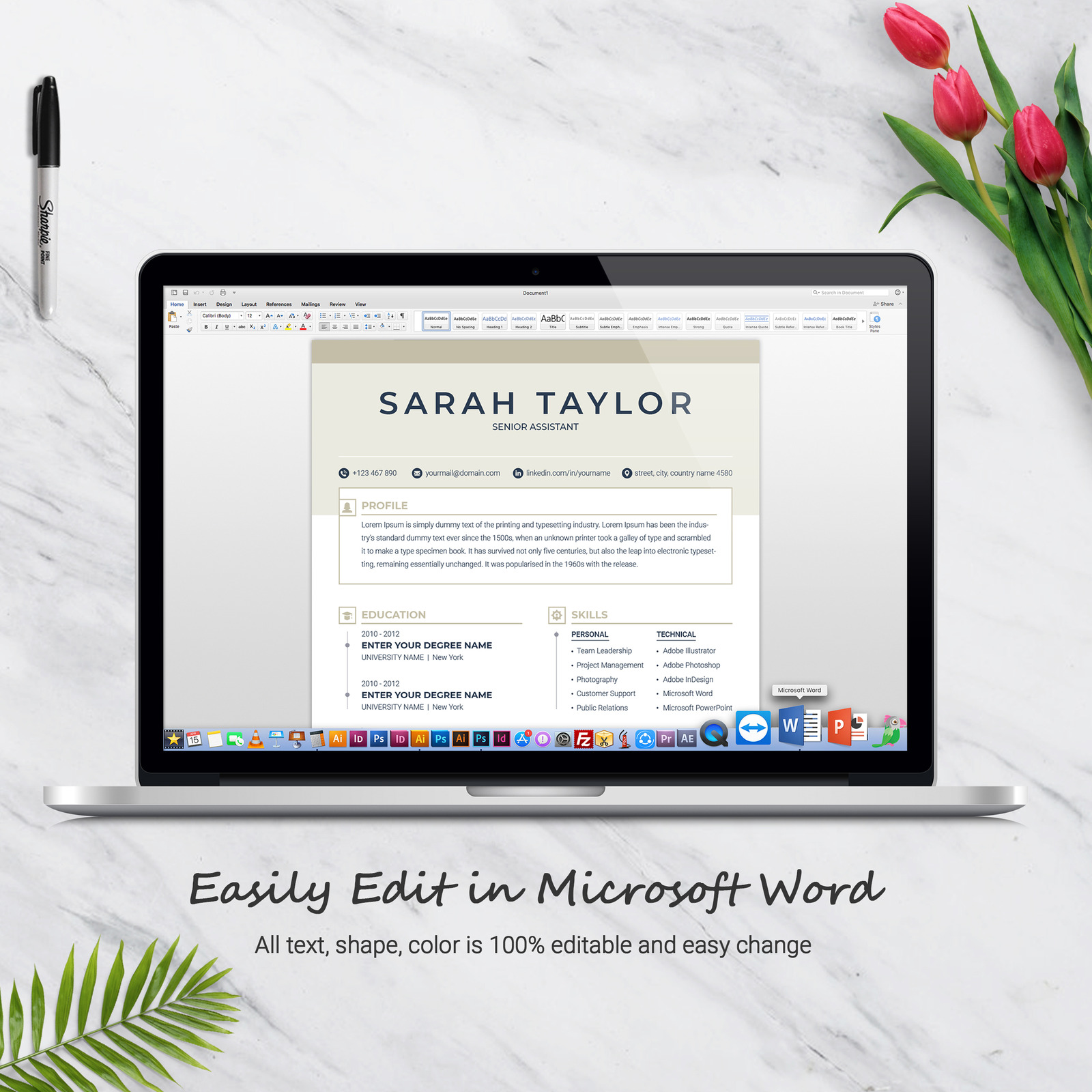 Sarah Taylor Resume Template #74556 - TemplateMonster