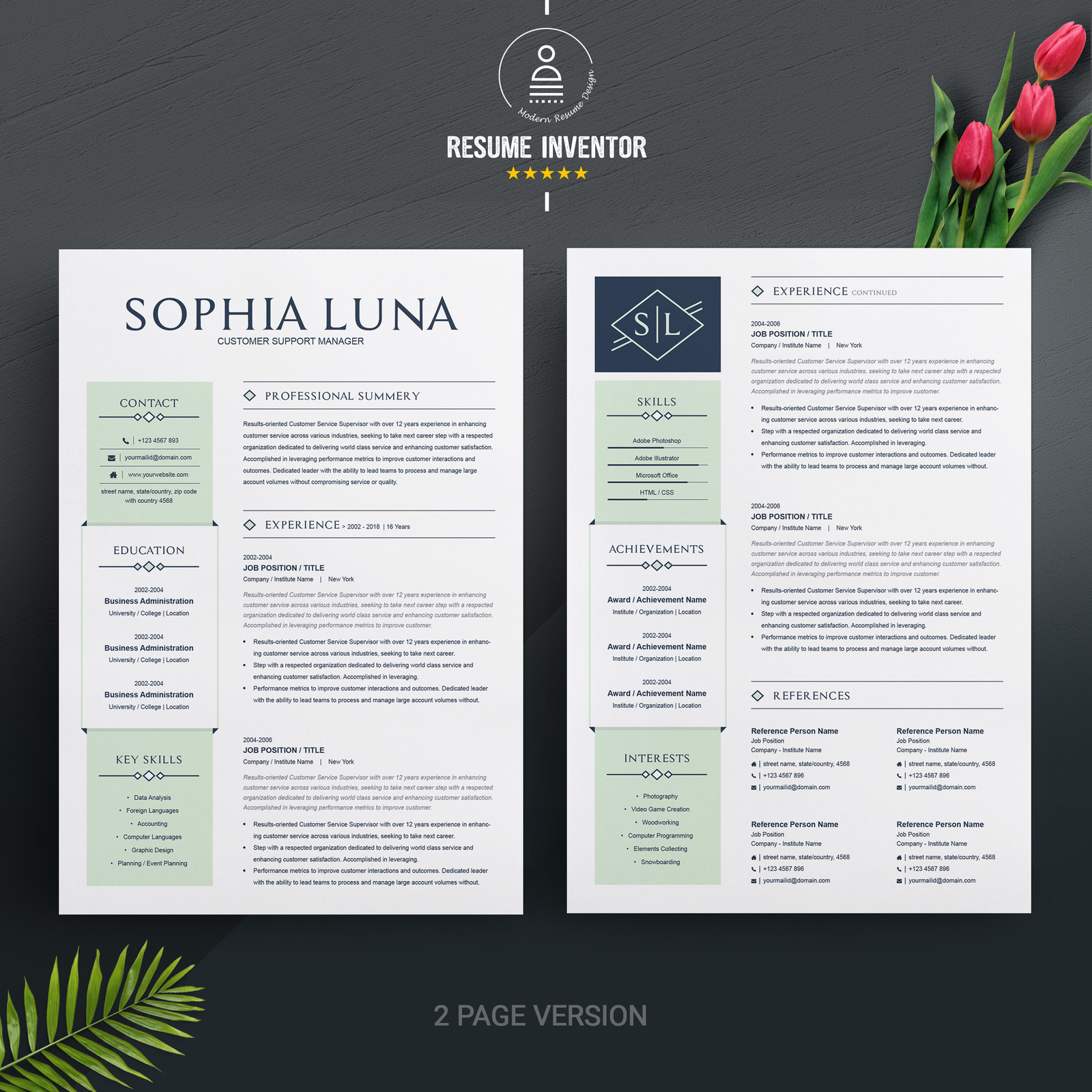 Sophia Luna Resume Template #74528 - TemplateMonster