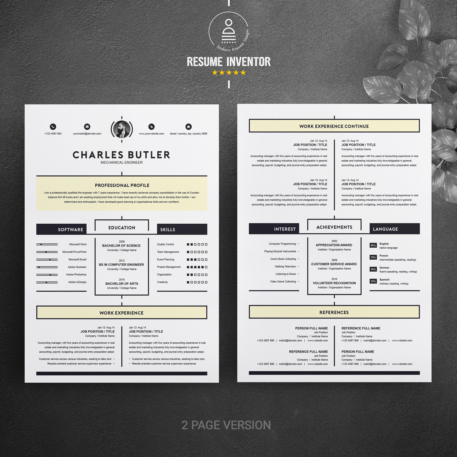 Charles Butler Resume Template #75189 - TemplateMonster